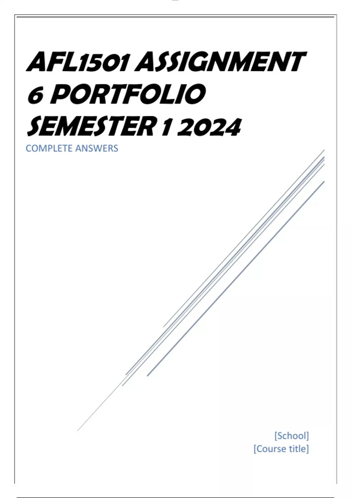 AFL1501 Assignment 6 PORTFOLIO Semester 1 2024 - AFL1501 (AFL1501 ...