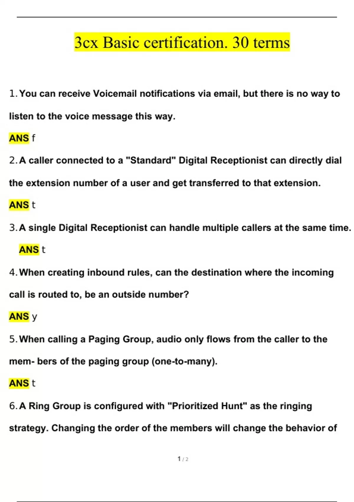 3cx Basic Certification Exam Questions and Answers (2024 / 2025 ...