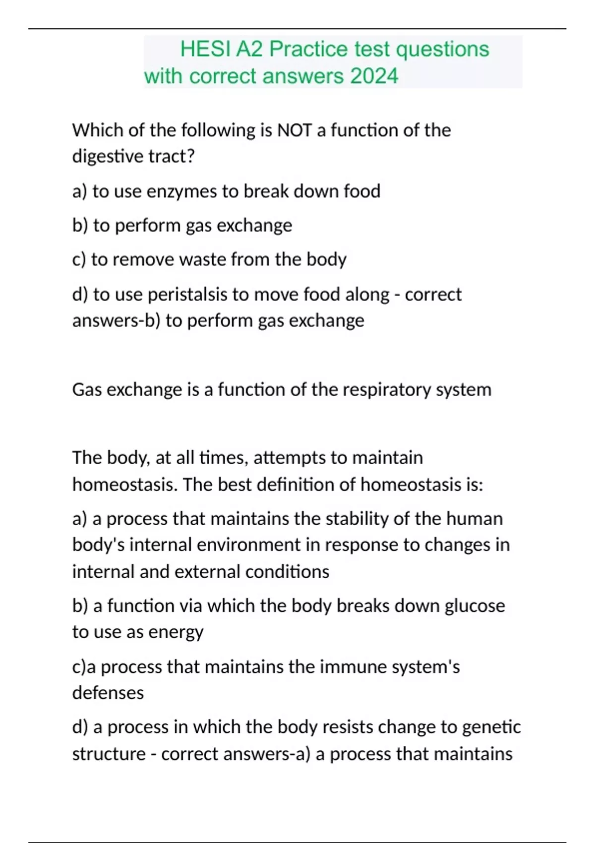 HESI A2 Practice test questions with correct answers 2024 - HESI ...