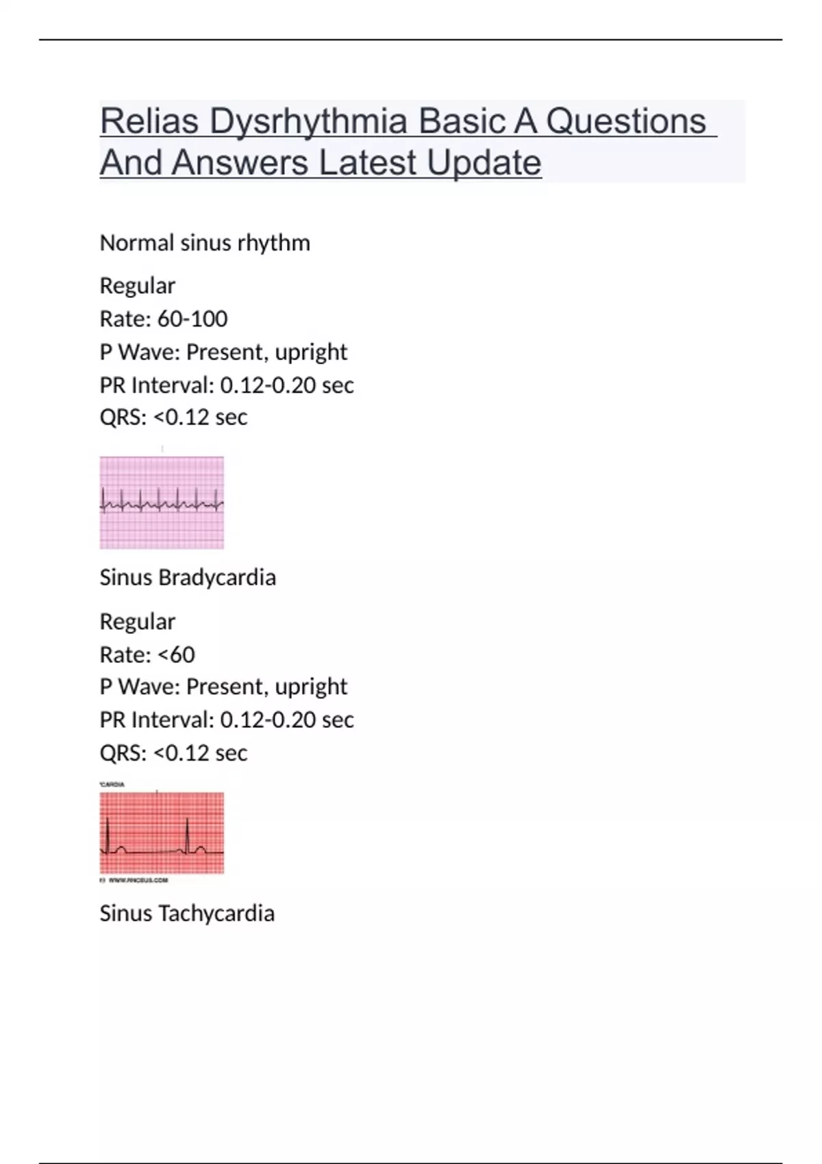 Relias Dysrhythmia Basic A Questions And Answers Latest Update - Relias ...