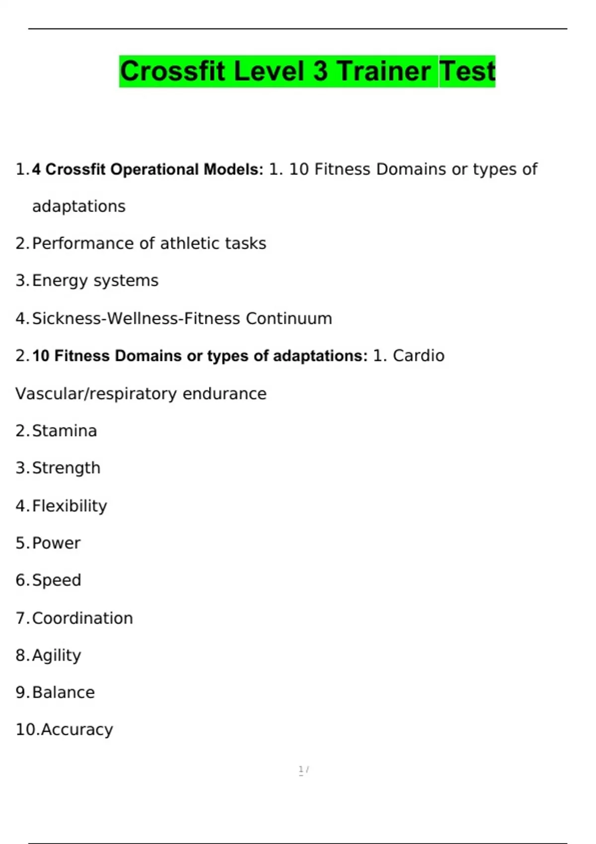 CrossFit Exams BUNDLED CrossFit Level 1-5 Study Guide CrossFit Final ...
