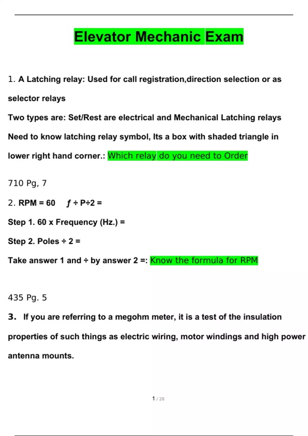 Elevator Mechanic Actual Exam 2024 Questions and Answers (2024 / 2025 ...