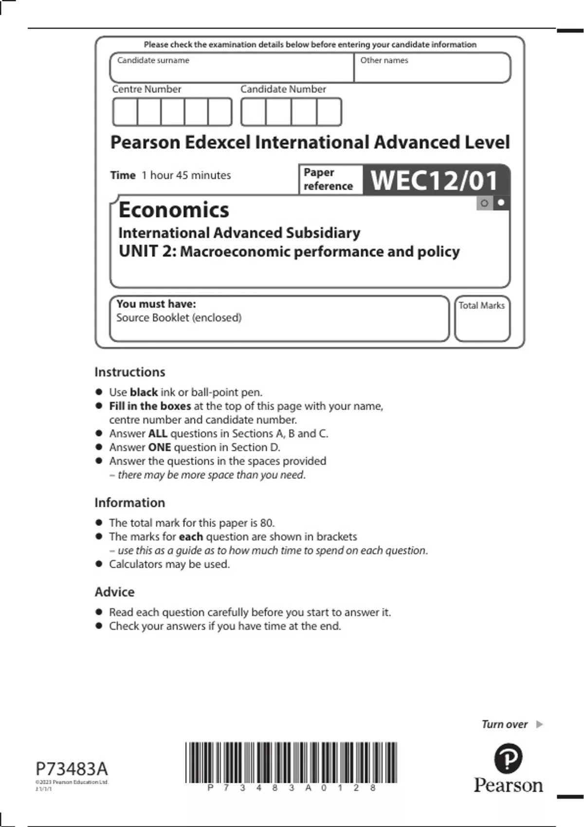 Pearson Edexcel International Advanced Level Economics International ...