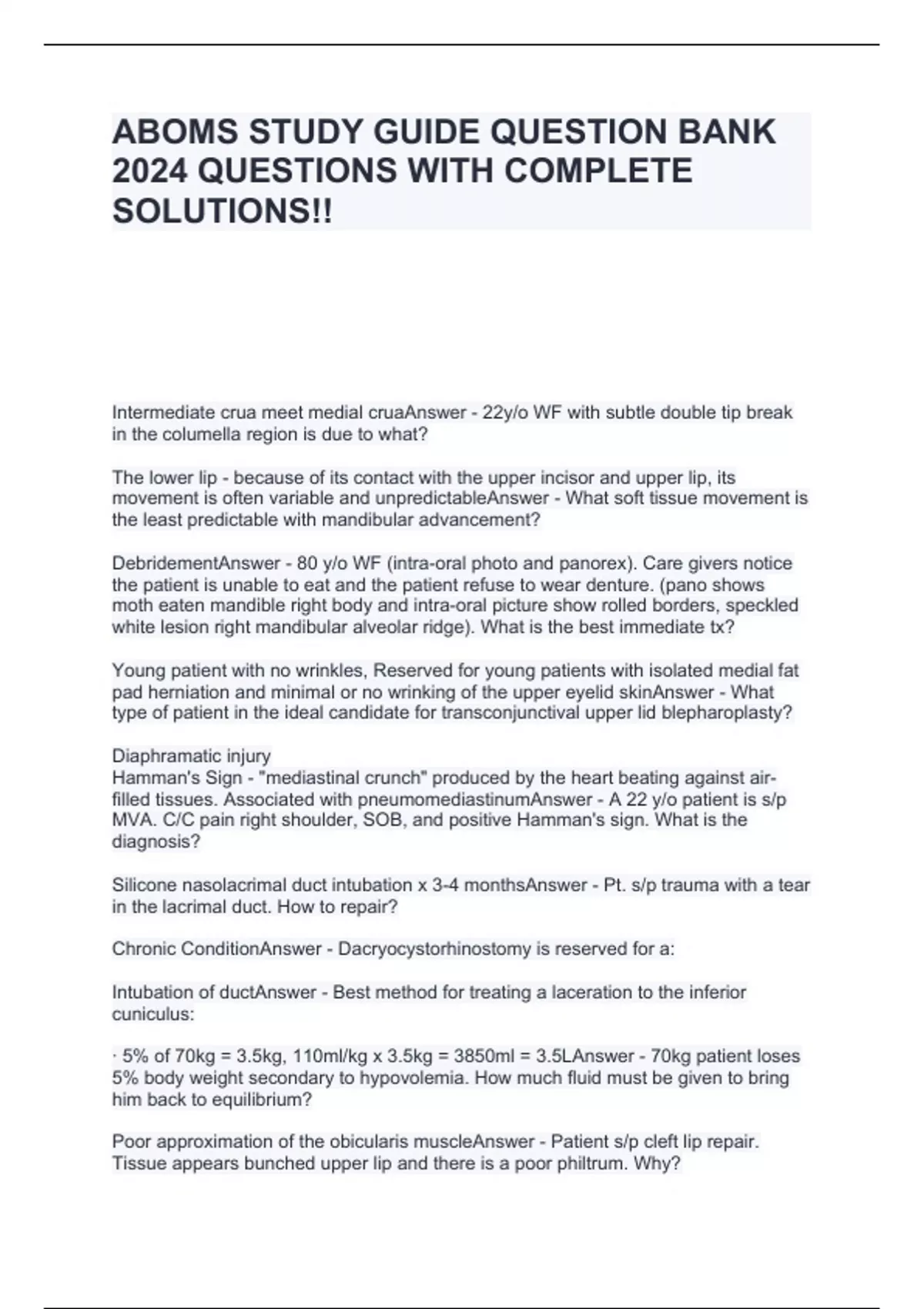 ABOMS STUDY GUIDE QUESTION BANK 2024 QUESTIONS WITH COMPLETE SOLUTIONS ...