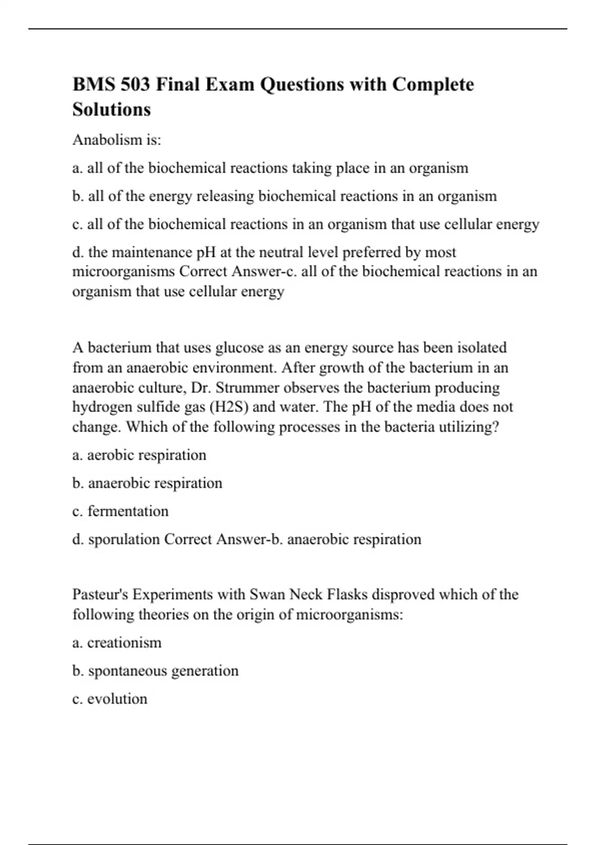 BMS 503 Final Exam Questions with Complete Solutions - BMS 503 - Stuvia US
