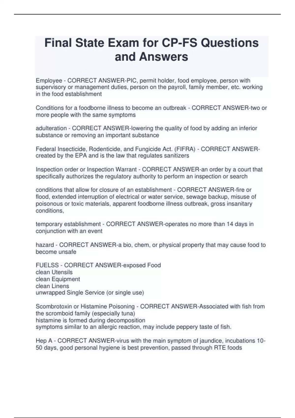 Final State Exam for CP-FS Questions and Answers - CP-FS - Stuvia US