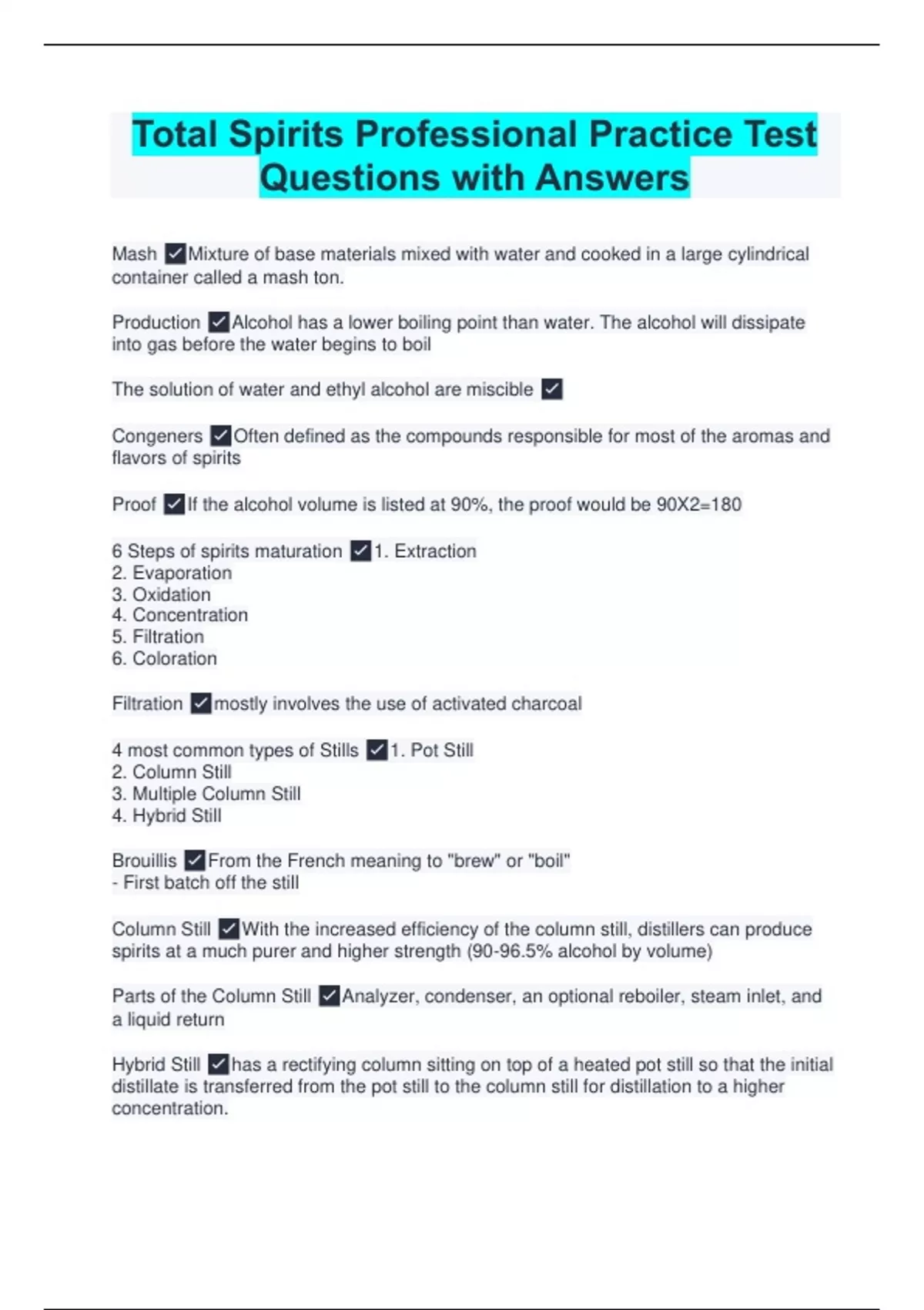 Total Spirits Professional Practice Test Questions with Answers ...