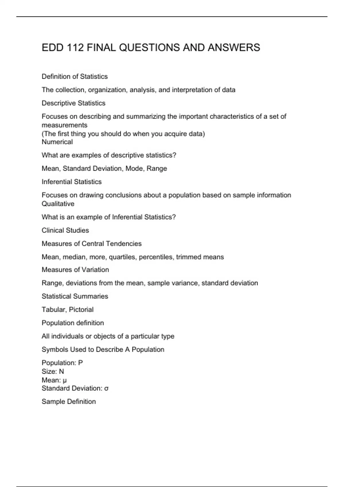 EDD 112 FINAL QUESTIONS AND ANSWERS - EDD 112 - Stuvia US