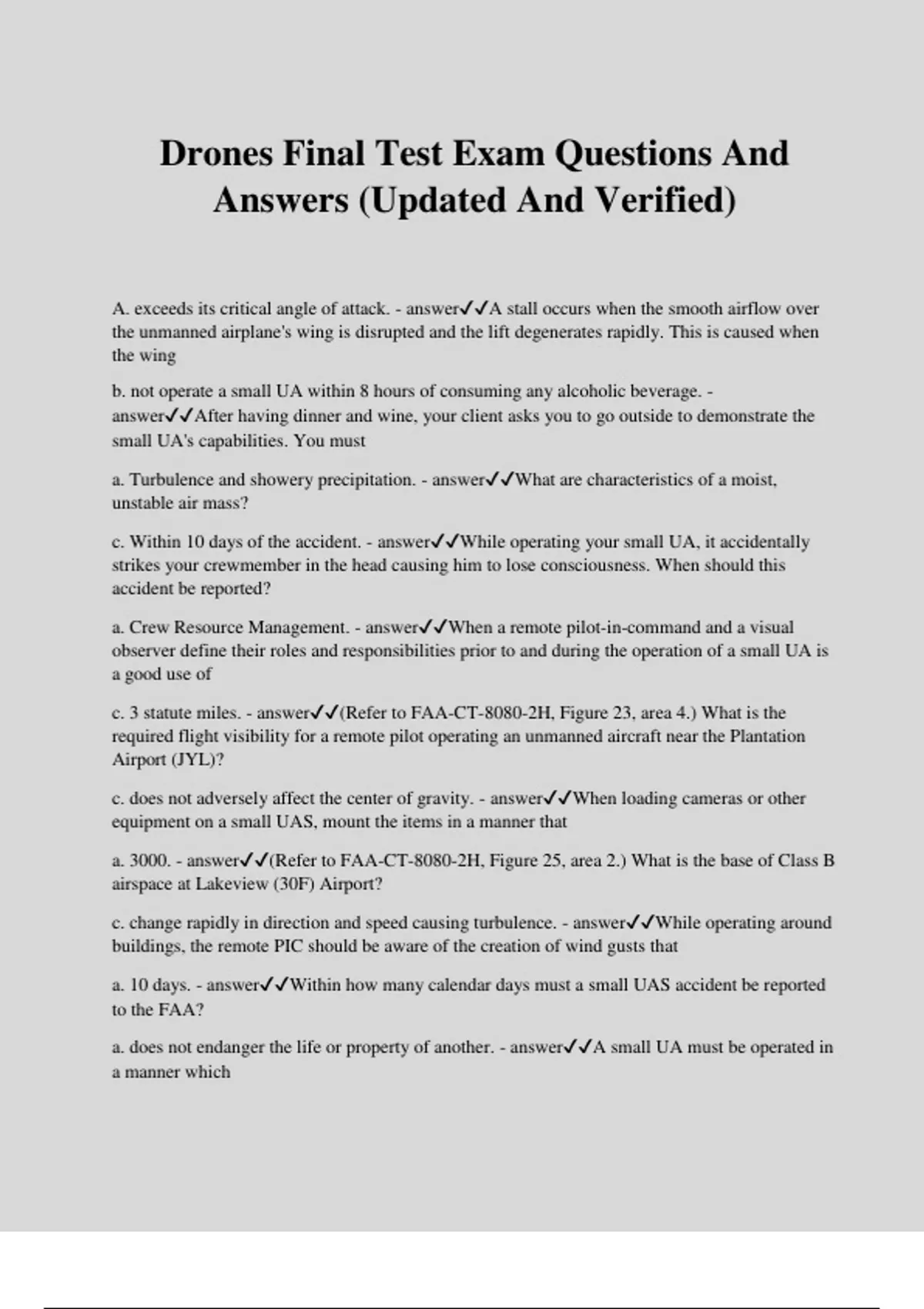 Drones Final Test Exam Questions And Answers (Updated And Verified ...