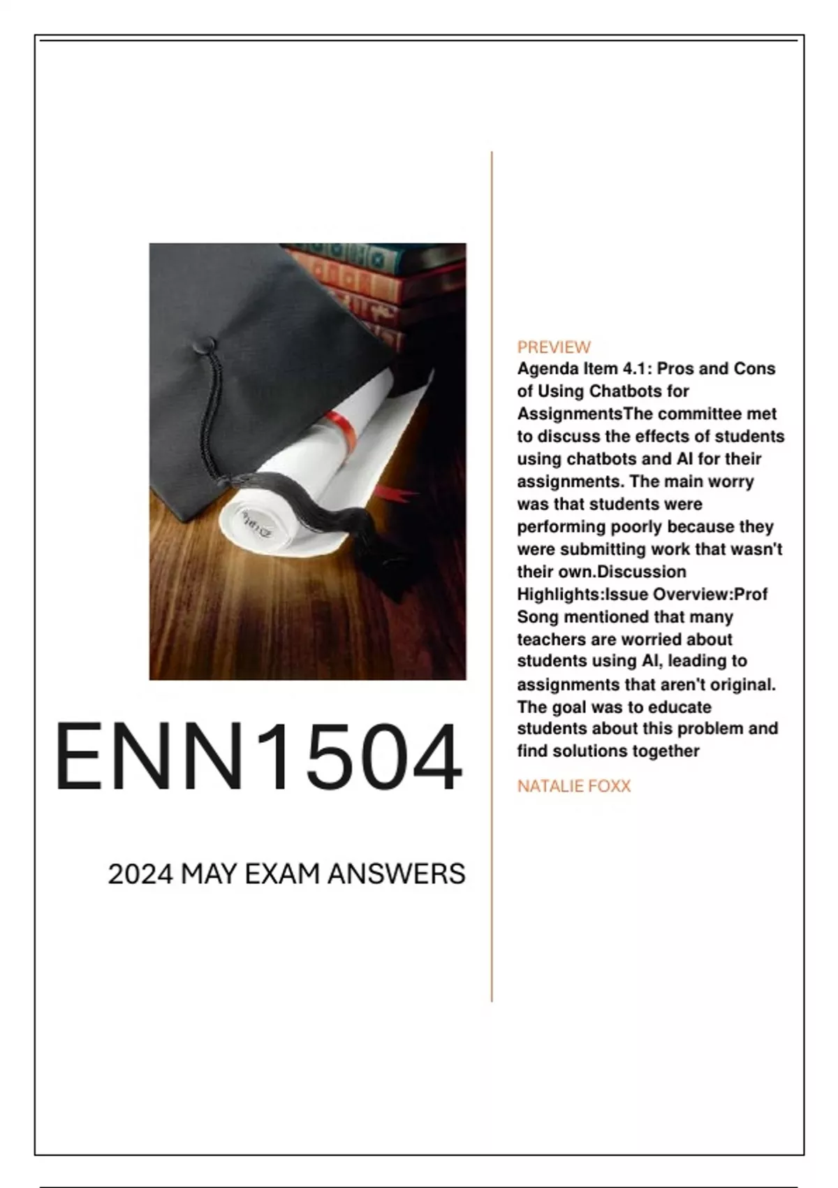 ENN1504 S1 MAY EXAM ANSWERS 2024 - ENN1504 - Stuvia SA