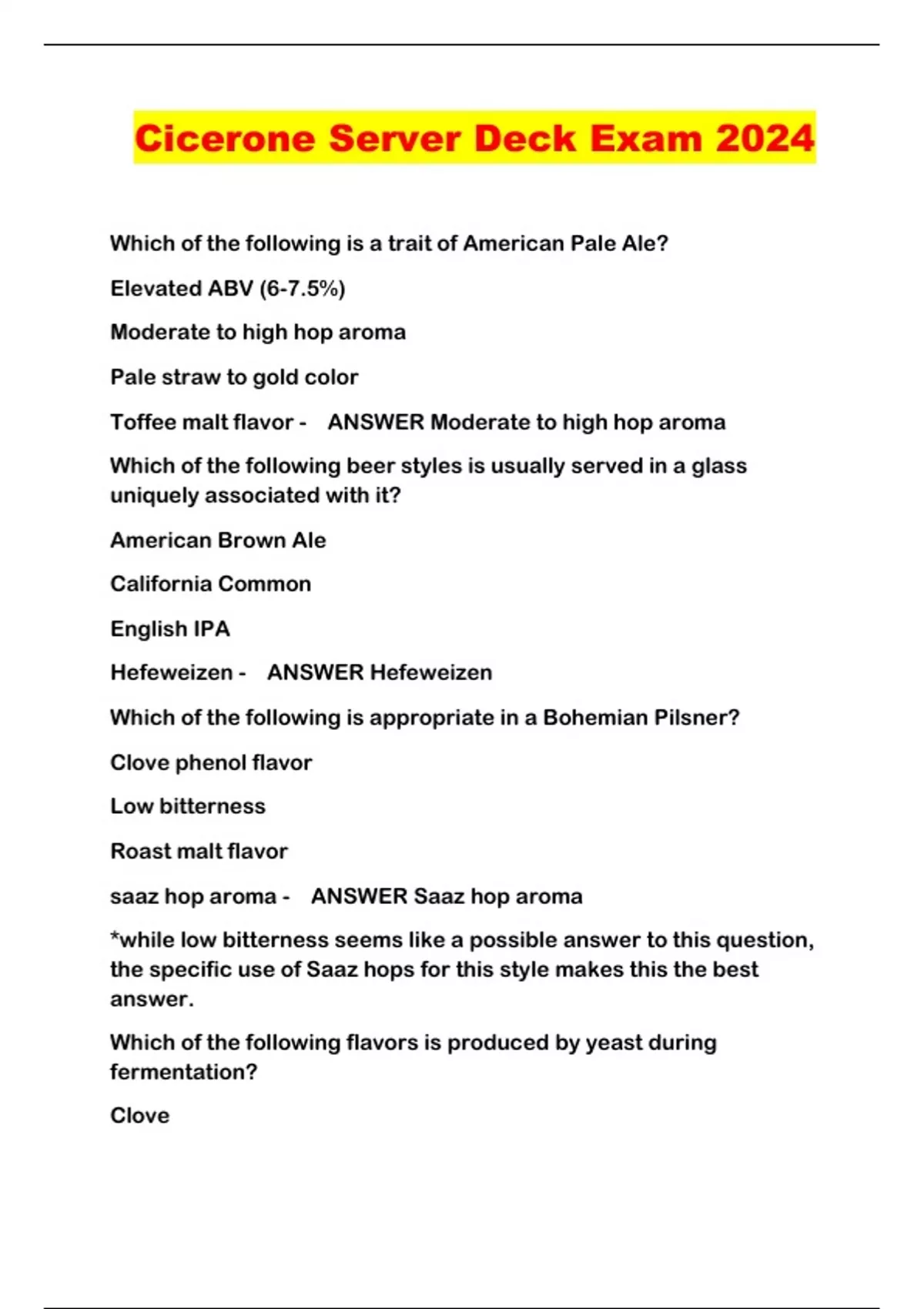 Cicerone Server Deck Exam 2024 - Cicerone - Stuvia US