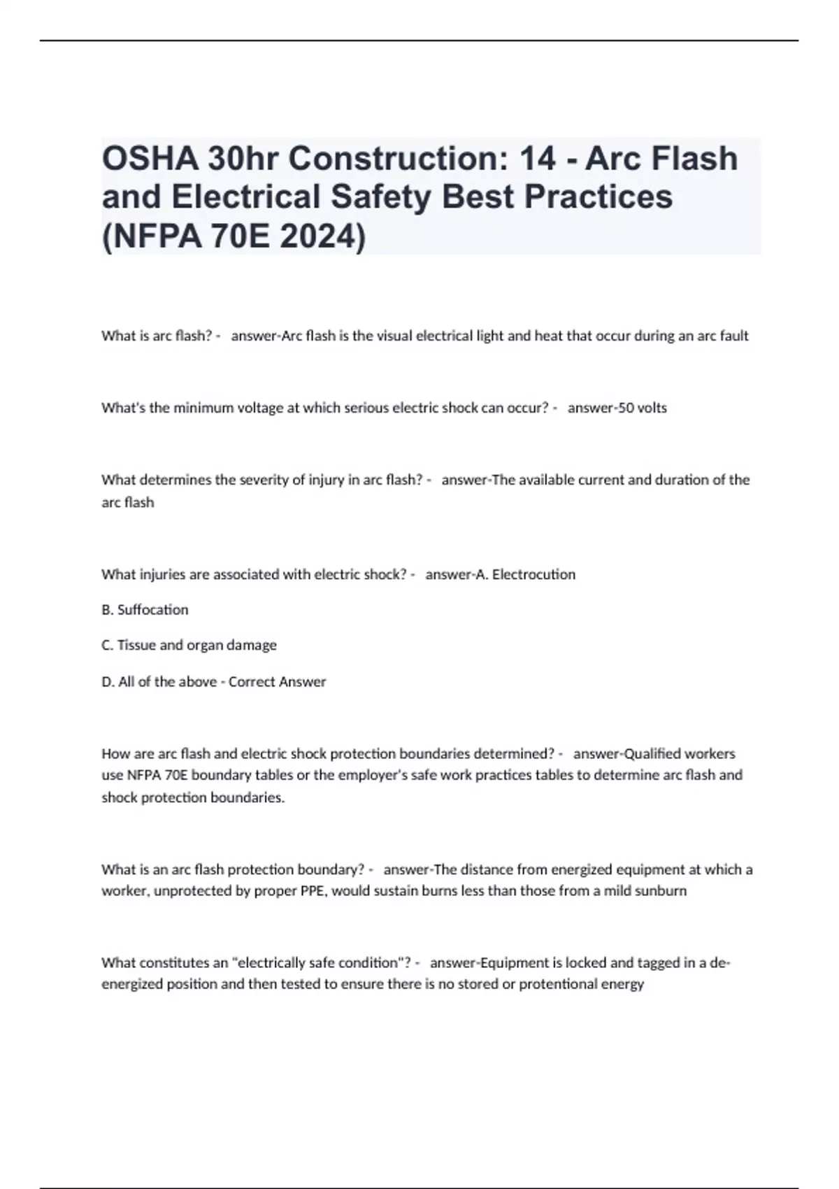 OSHA 30hr Construction: 14 - Arc Flash and Electrical Safety Best ...