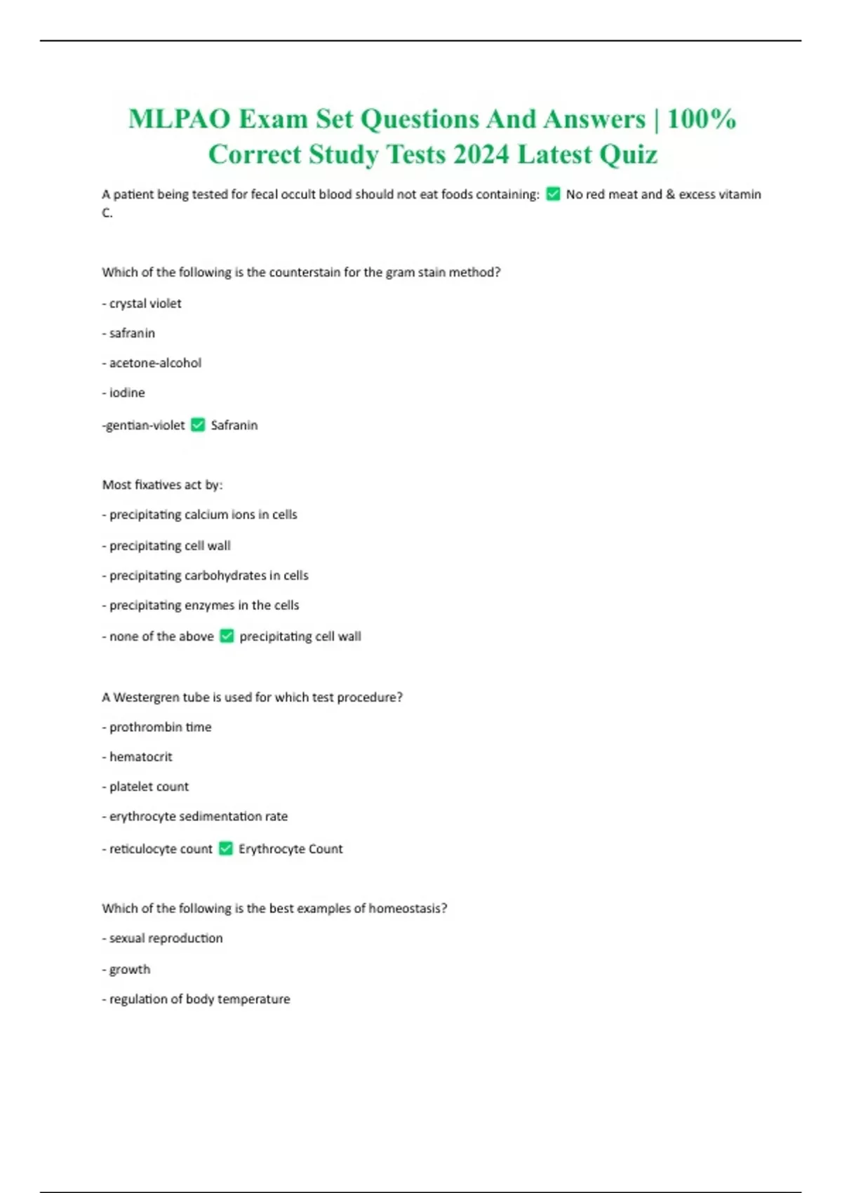 MLPAO Exam Set Questions And Answers | 100% Correct Study Tests 2024 ...