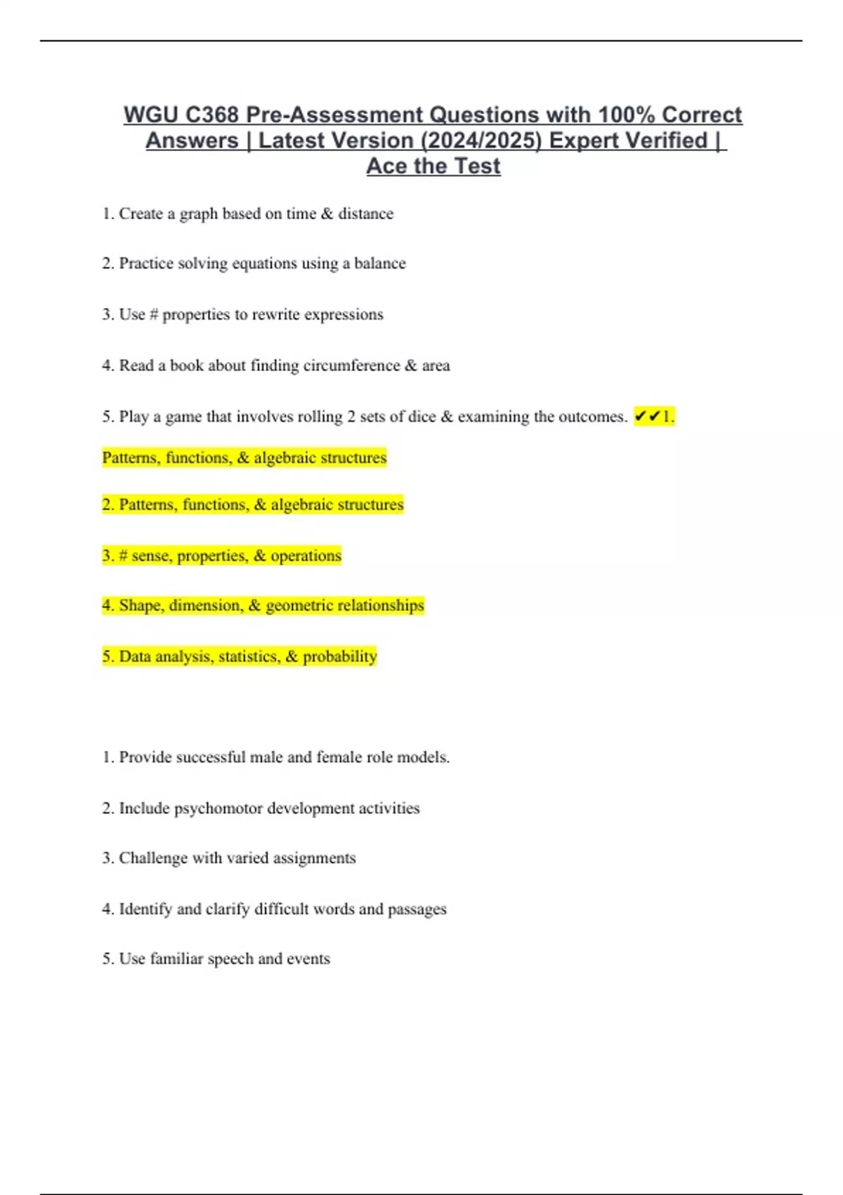 WGU C368 Pre-Assessment Questions with 100% Correct Answers | Latest ...