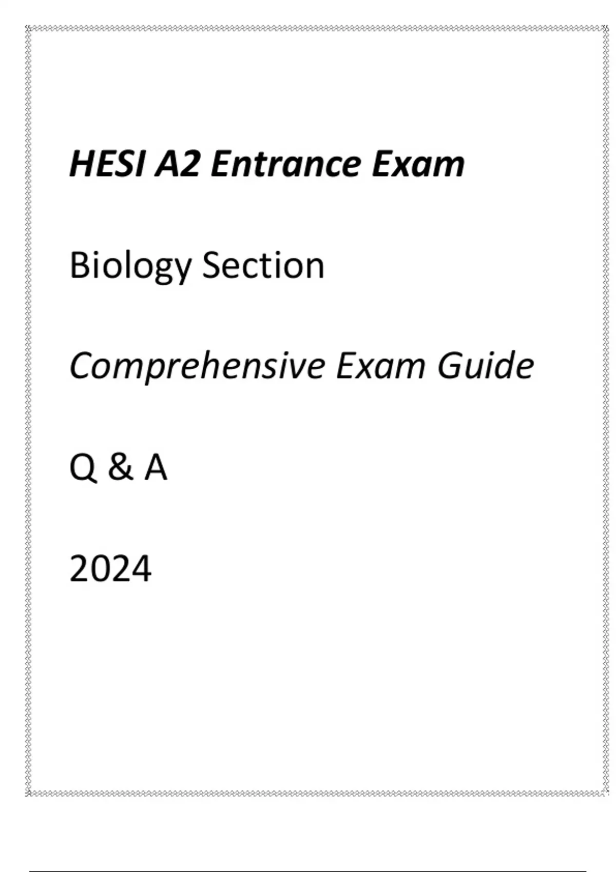 HESI A2 Entrance Exam Biology Section Comprehensive Exam Guide 60+ Qns ...