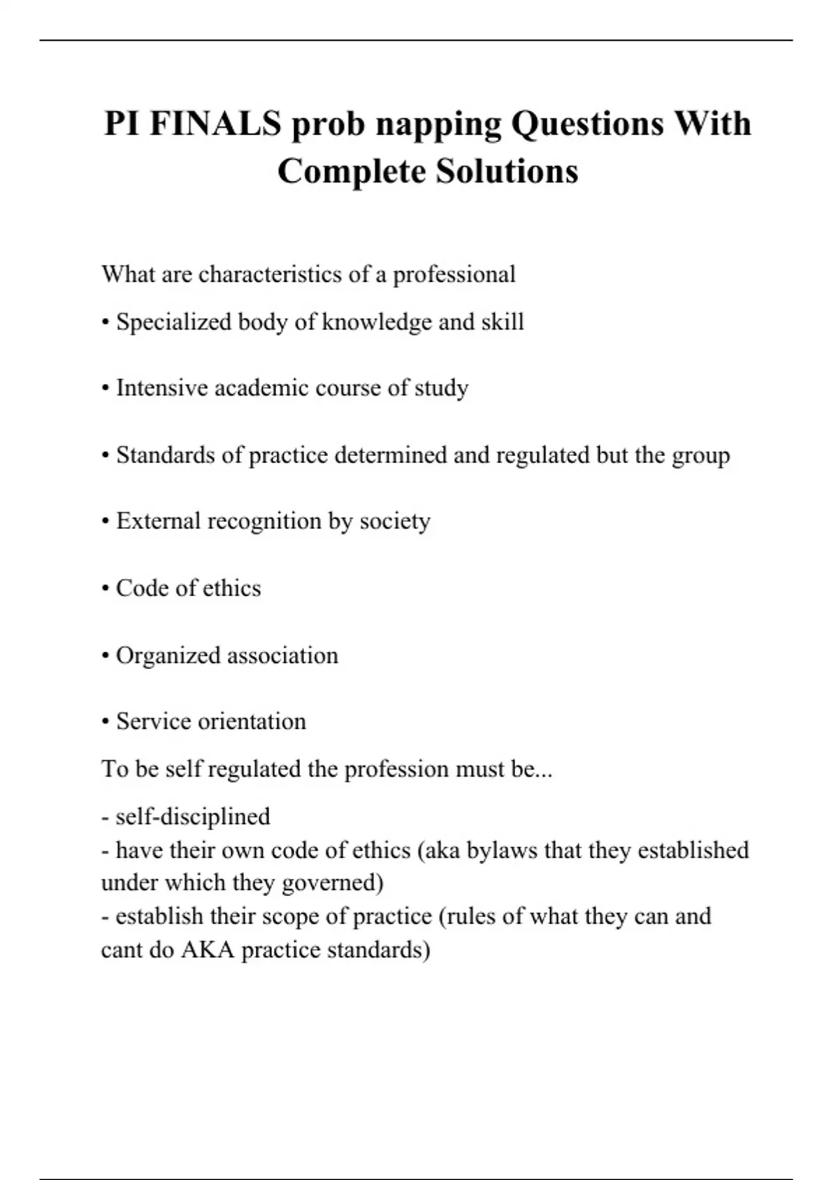 PI FINALS prob napping Questions With Complete Solutions - PI prob ...
