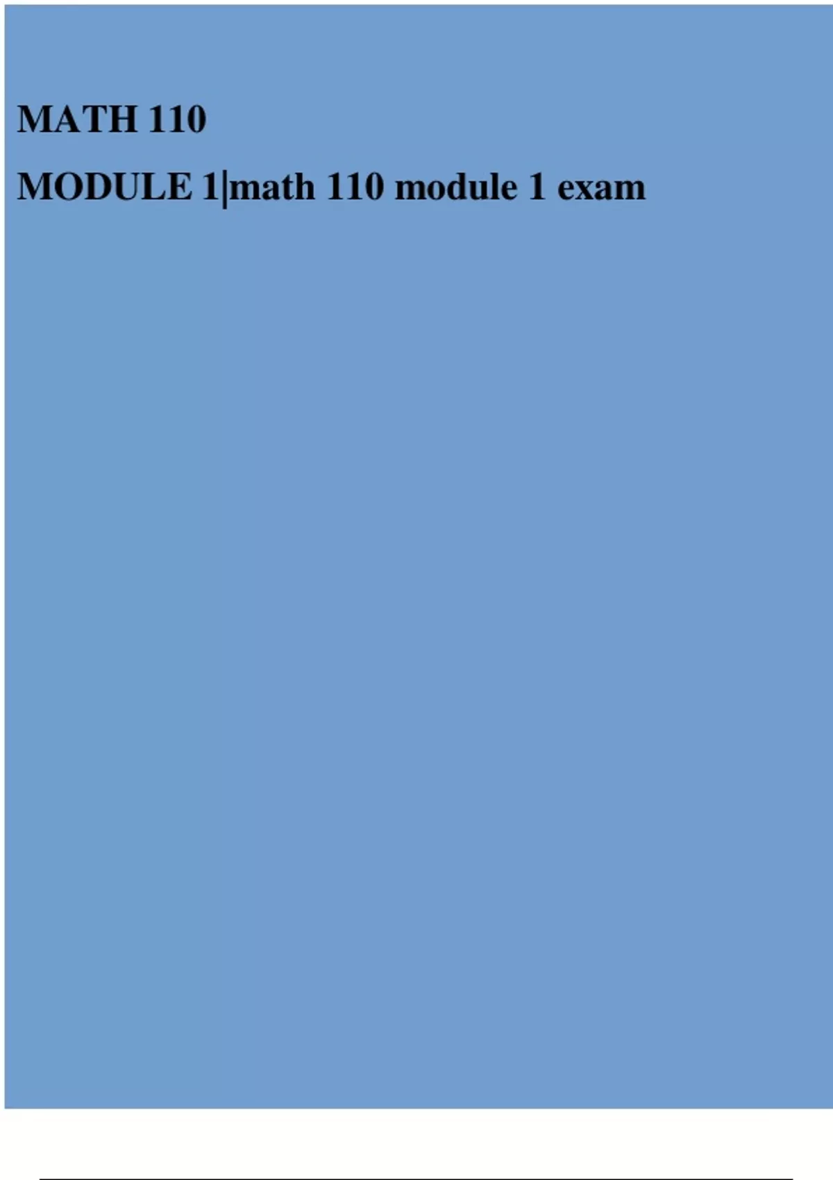 MATH 110 MODULE 1|math 110 module 1 exam -portage learning - MATH 110 ...