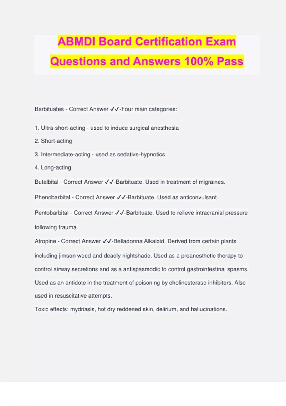 ABMDI Board Certification Exam Questions and Answers 100% Pass - ABMDI ...