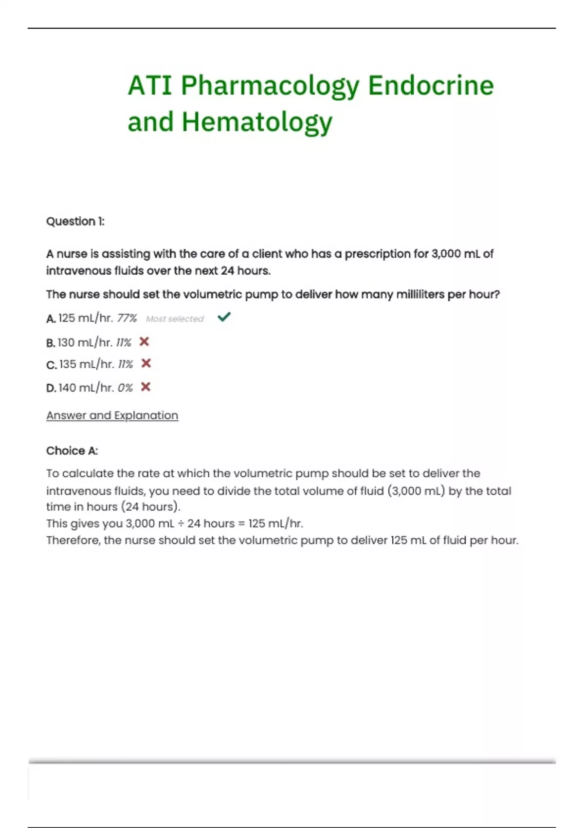 ATI Pharmacology Endocrine and Hematolog Questions with Rationale - RN ...