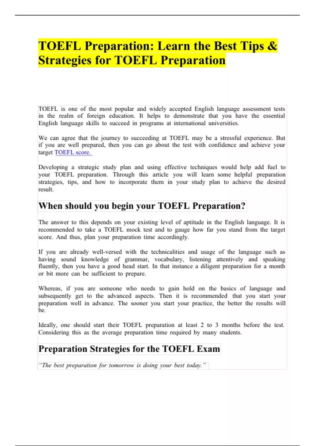 TOEFL Preparation: Learn the Best Tips & Strategies for TOEFL ...