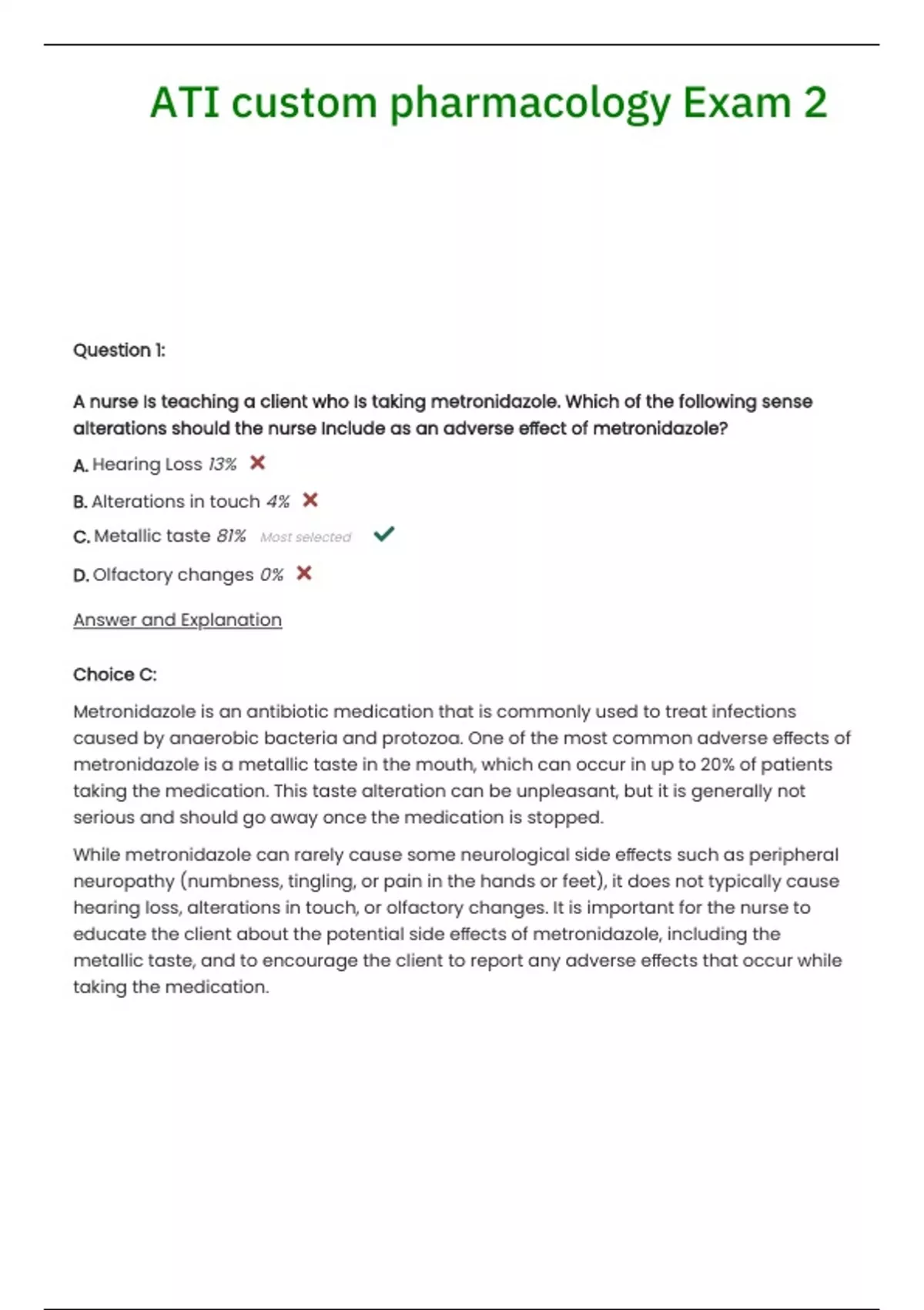 ATI custom pharmacology Exam 2 Questions with Rationale - RN ...