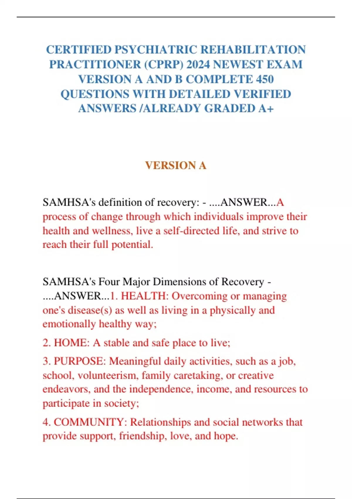 CERTIFIED PSYCHIATRIC REHABILITATION PRACTITIONER (CPRP) 2024 NEWEST ...