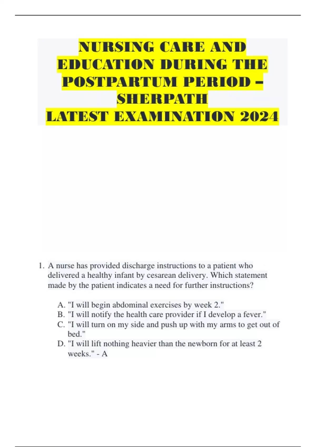 NURSING CARE AND EDUCATION DURING THE POSTPARTUM PERIOD – SHERPATH ...