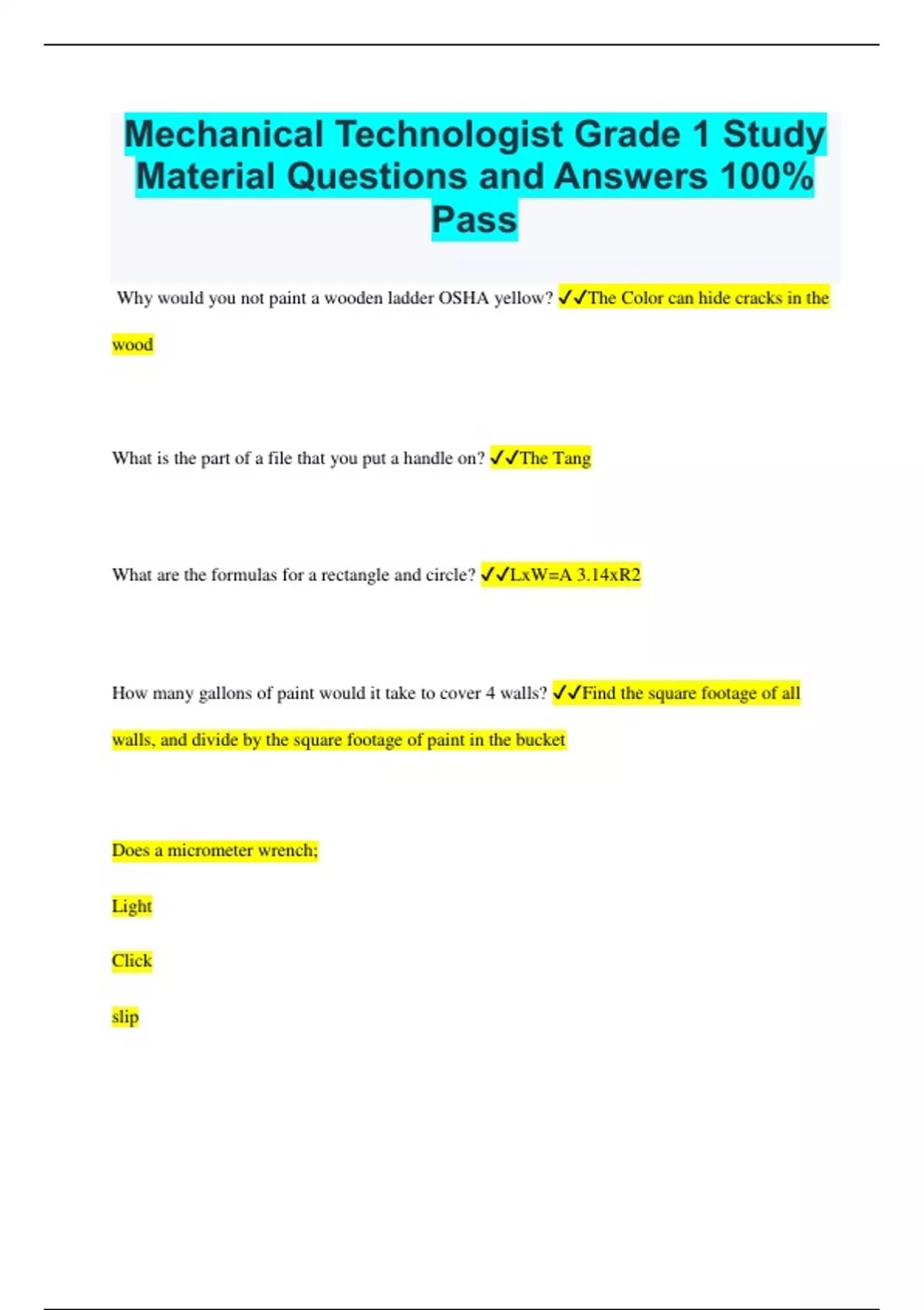 Mechanical Technologist Grade 1 Study Material Questions and Answers ...