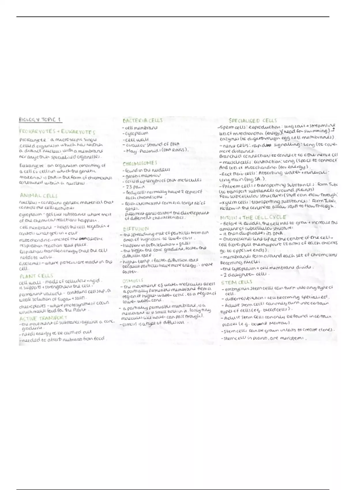 Summary GCSE AQA Biology Higher Paper 1 cheat sheets - Biology - Stuvia UK