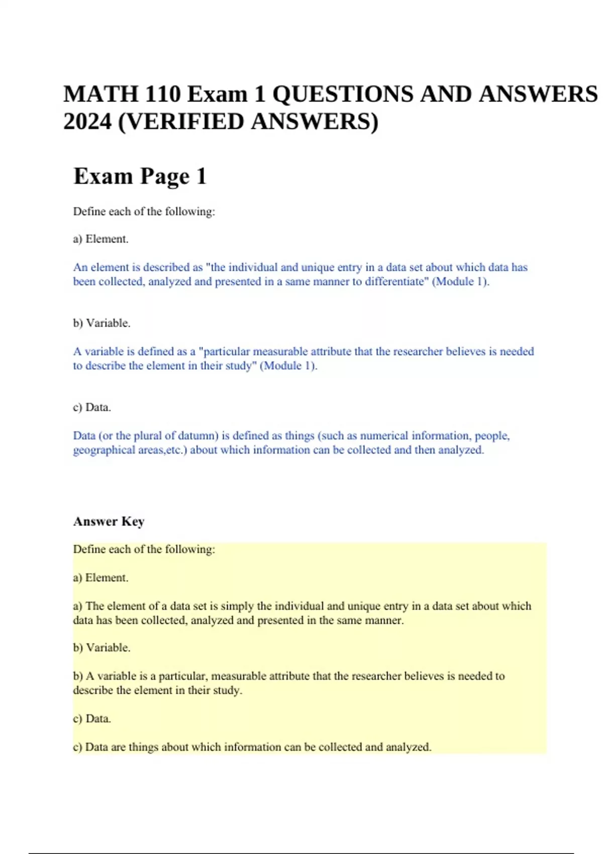 Math 110 Exam 1 Questions And Answers 2024 Verified Answers Math 110 Stuvia Us