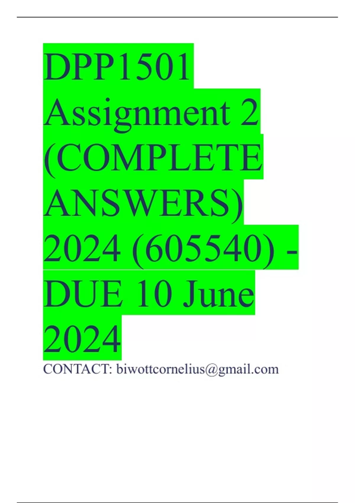 DPP1501 Assignment 2 (COMPLETE ANSWERS) 2024 (605540) - DUE 10 June 2024 - UNISA - Stuvia SA