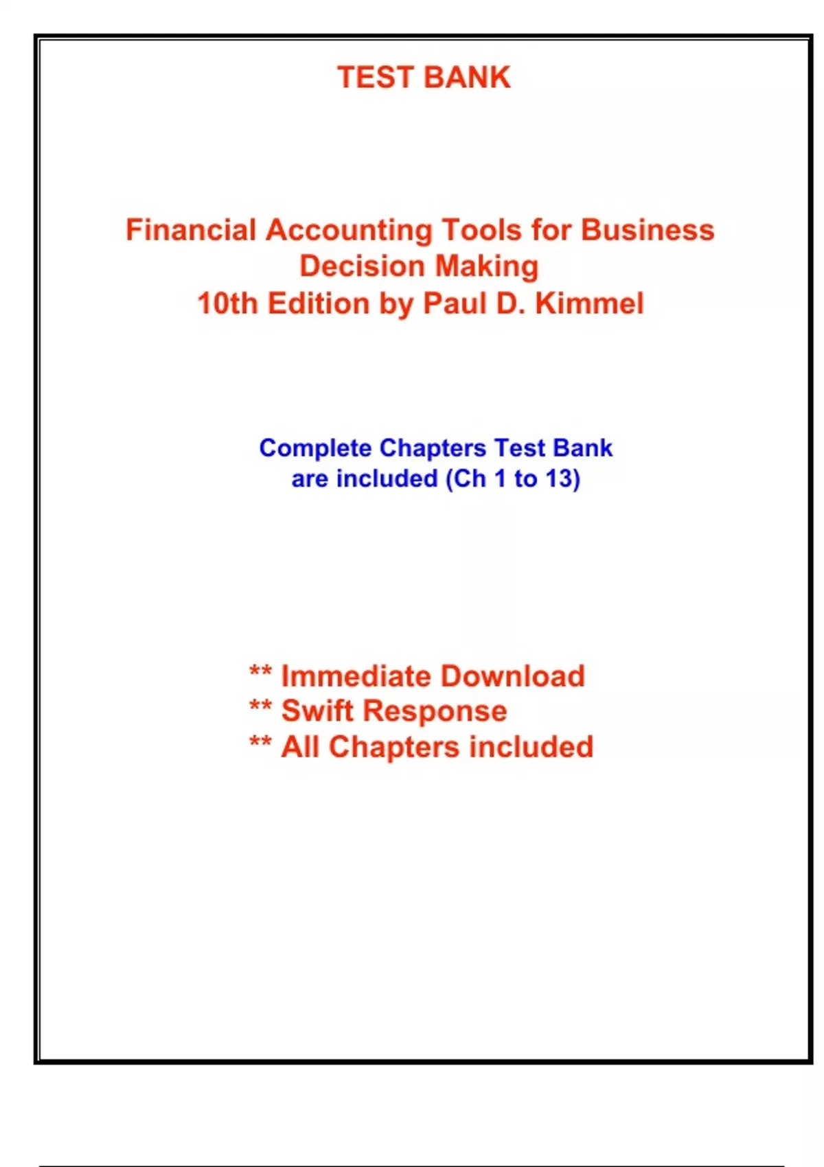 Test Bank for Financial Accounting Tools for Business Decision Making ...