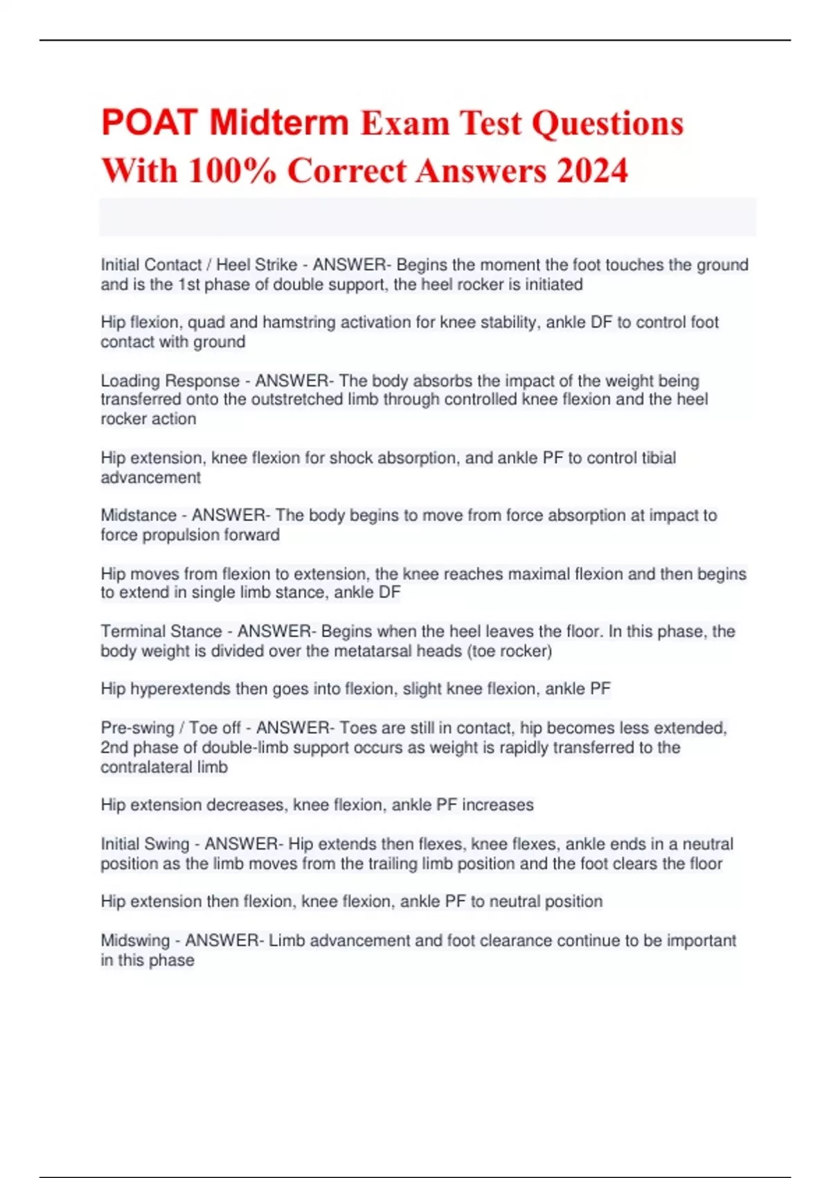 POAT Midterm Exam Test Questions With 100% Correct Answers 2024 - POAT ...