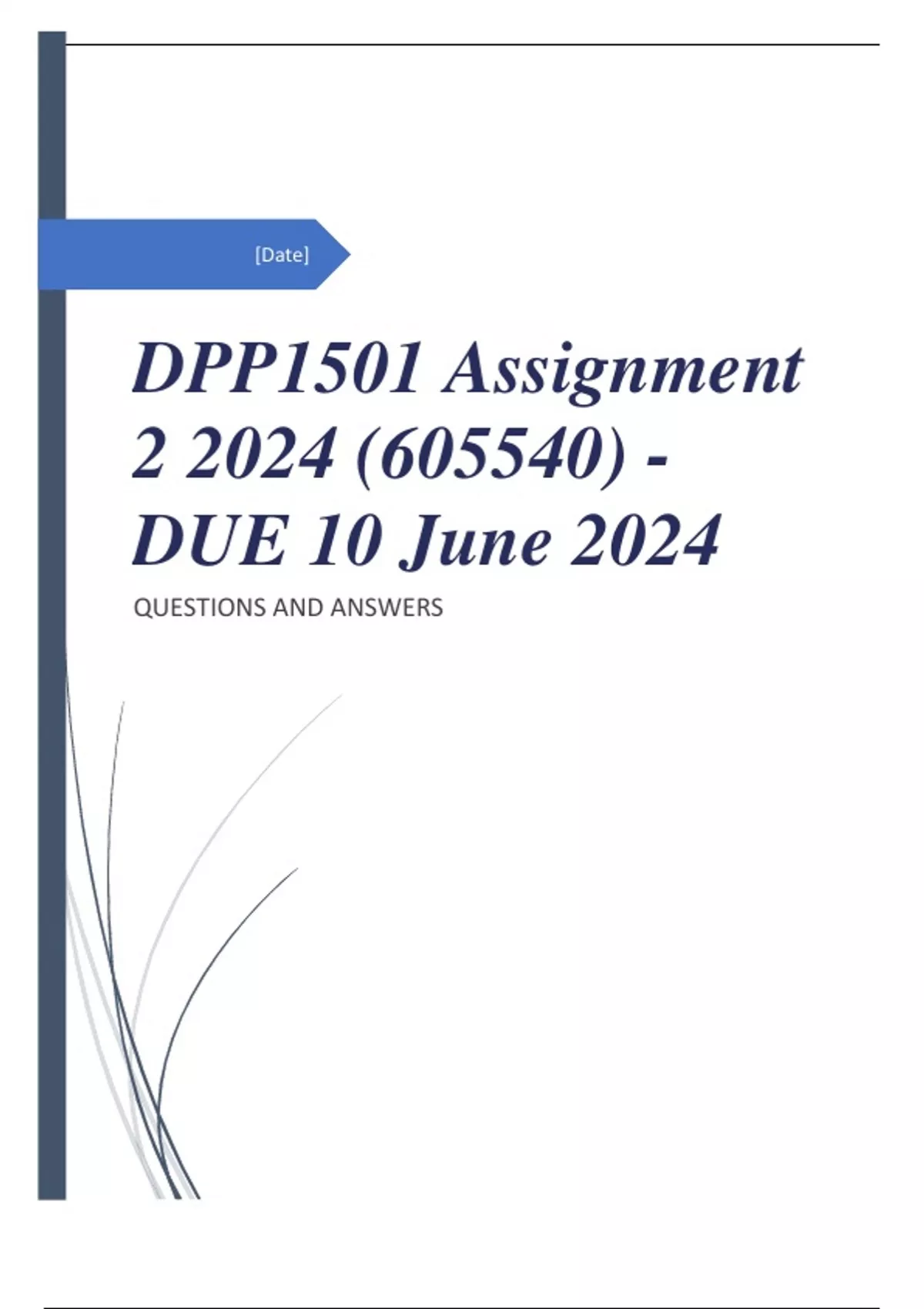 DPP1501 Assignment 2 2024 (605540) - DUE 10 June 2024 - DPP1501 (DPP1501) - Stuvia SA