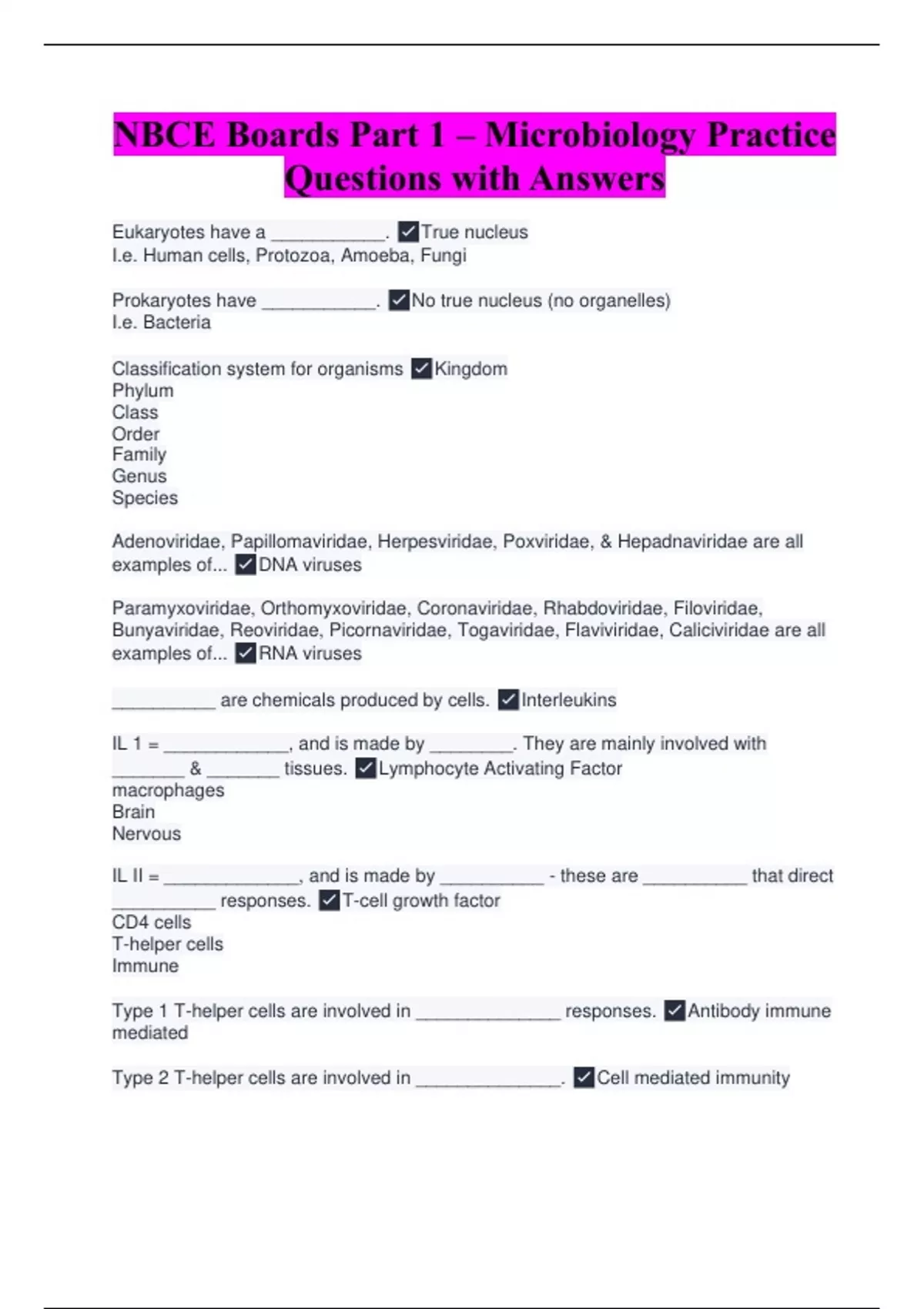 NBCE Boards Part 1 – Microbiology Practice Questions with Answers ...