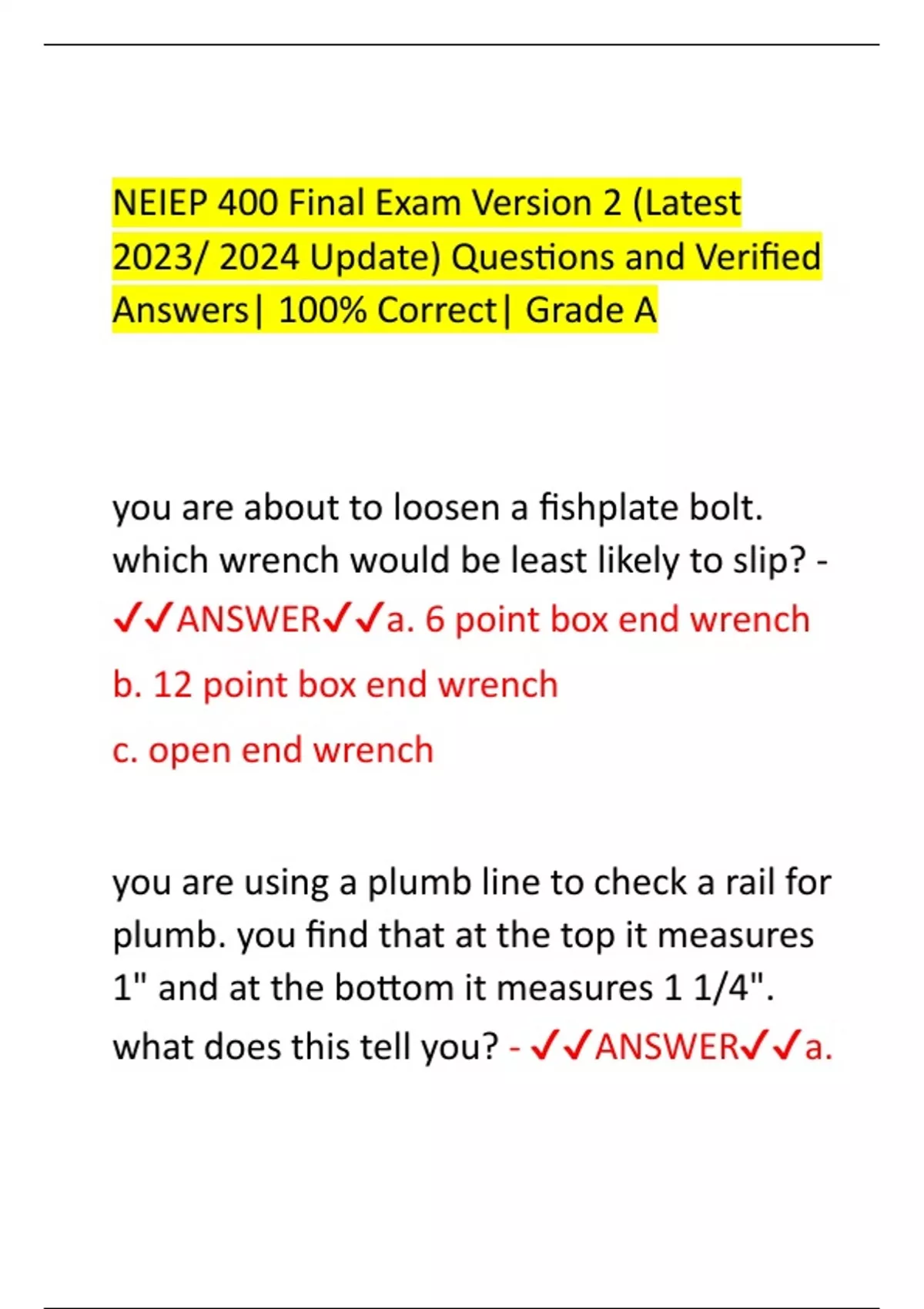 NEIEP 400 Final Exam Version 2 (Latest 2023/ 2024 Update) Questions and ...