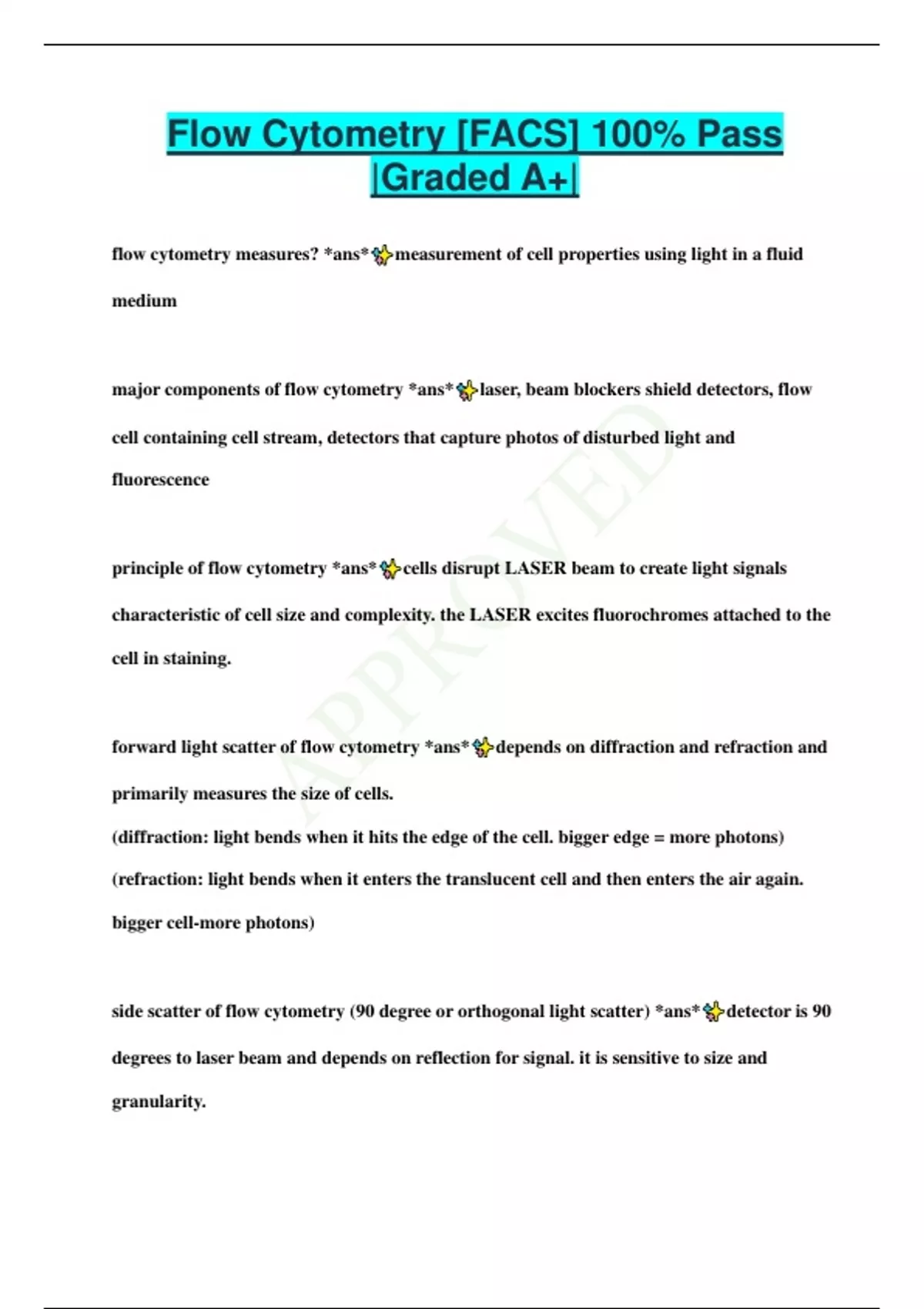 Flow Cytometry [FACS] 100% Pass |Graded A+| - FACS - Stuvia US
