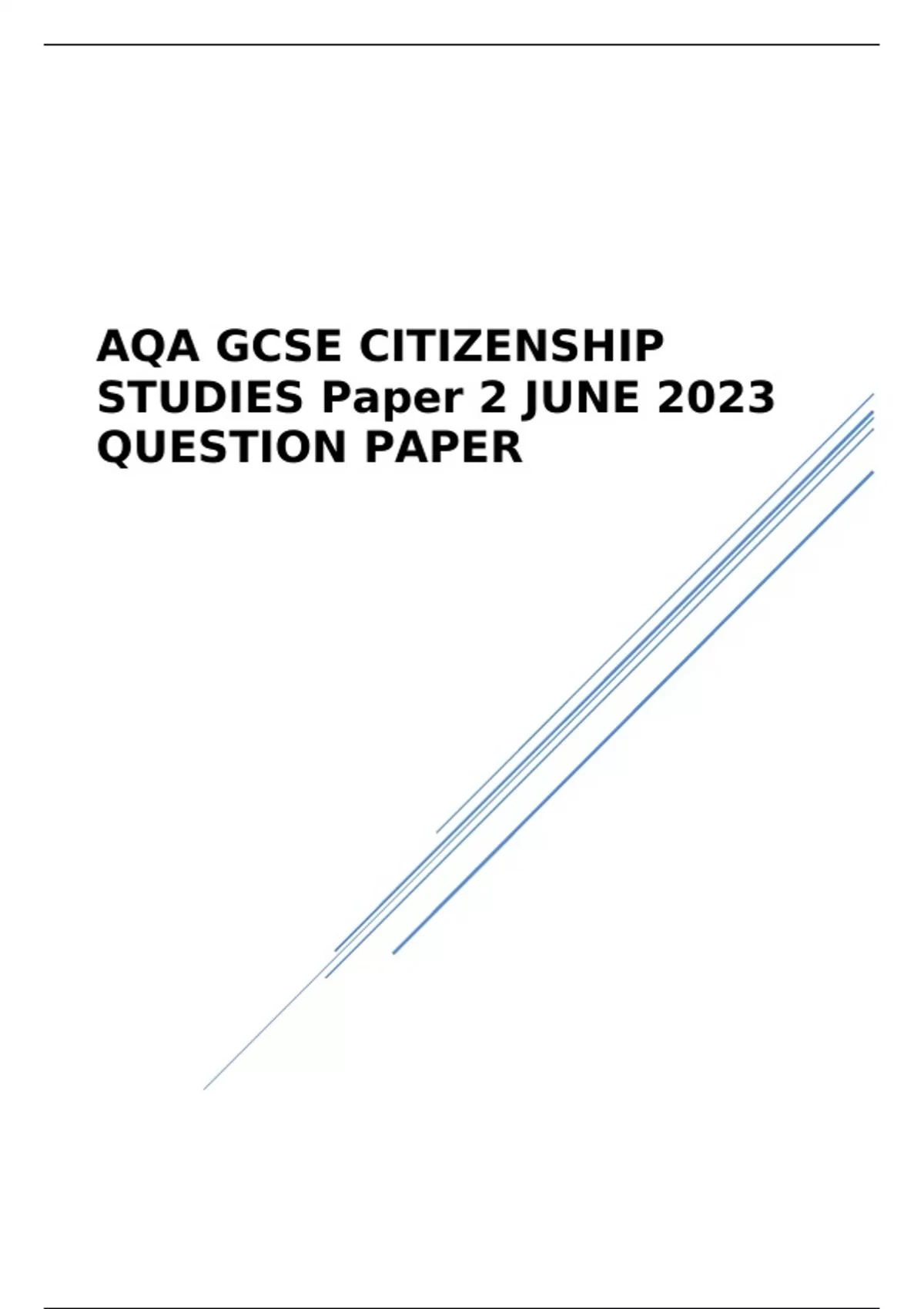 AQA GCSE CITIZENSHIP STUDIES Paper 2 JUNE 2023 QUESTION PAPER - AQA ...