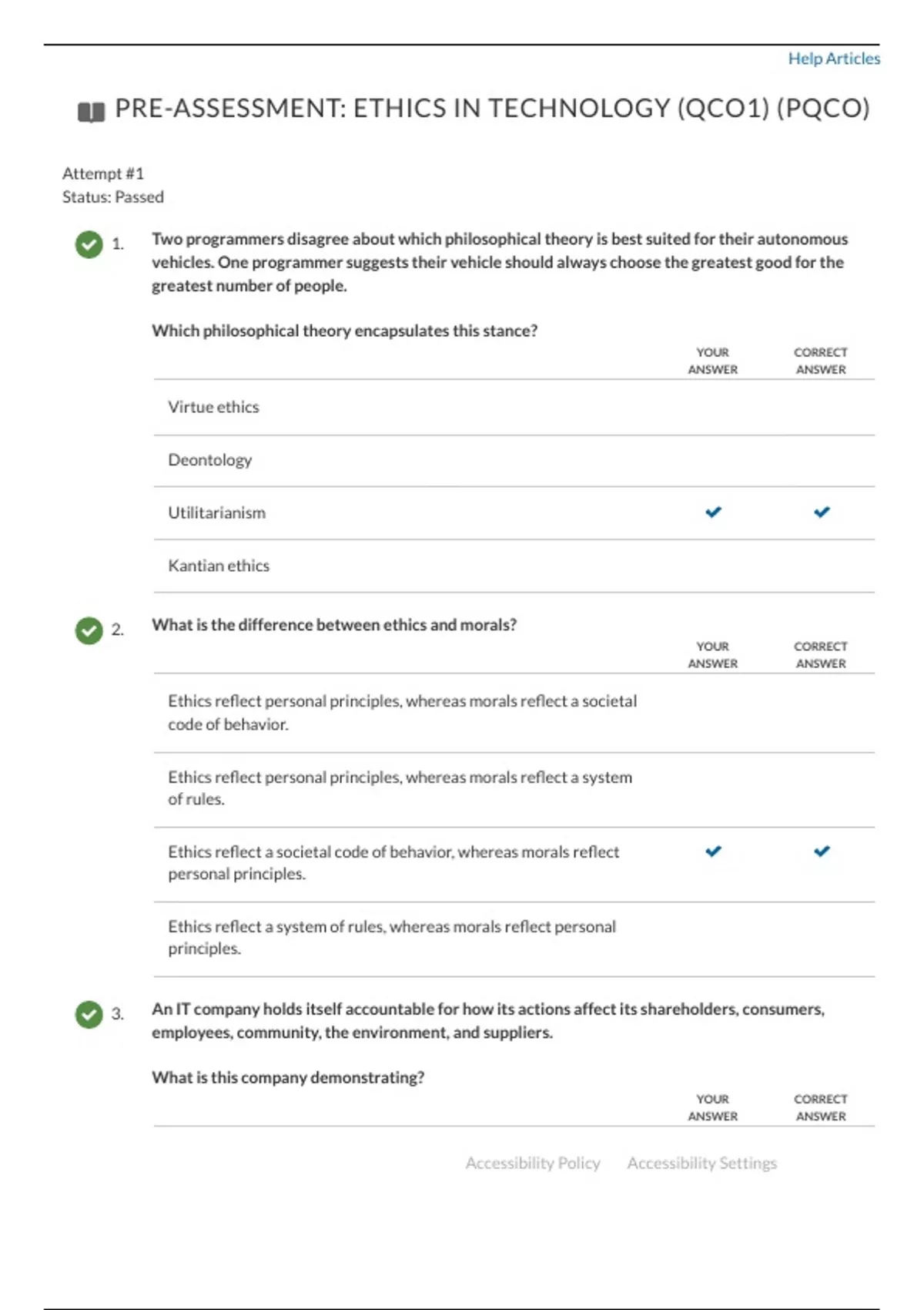 WGU D333 PRE-ASSESSMENT ETHICS IN TECHNOLOGY PRE-ASSESSMENT QUESTIONS ...