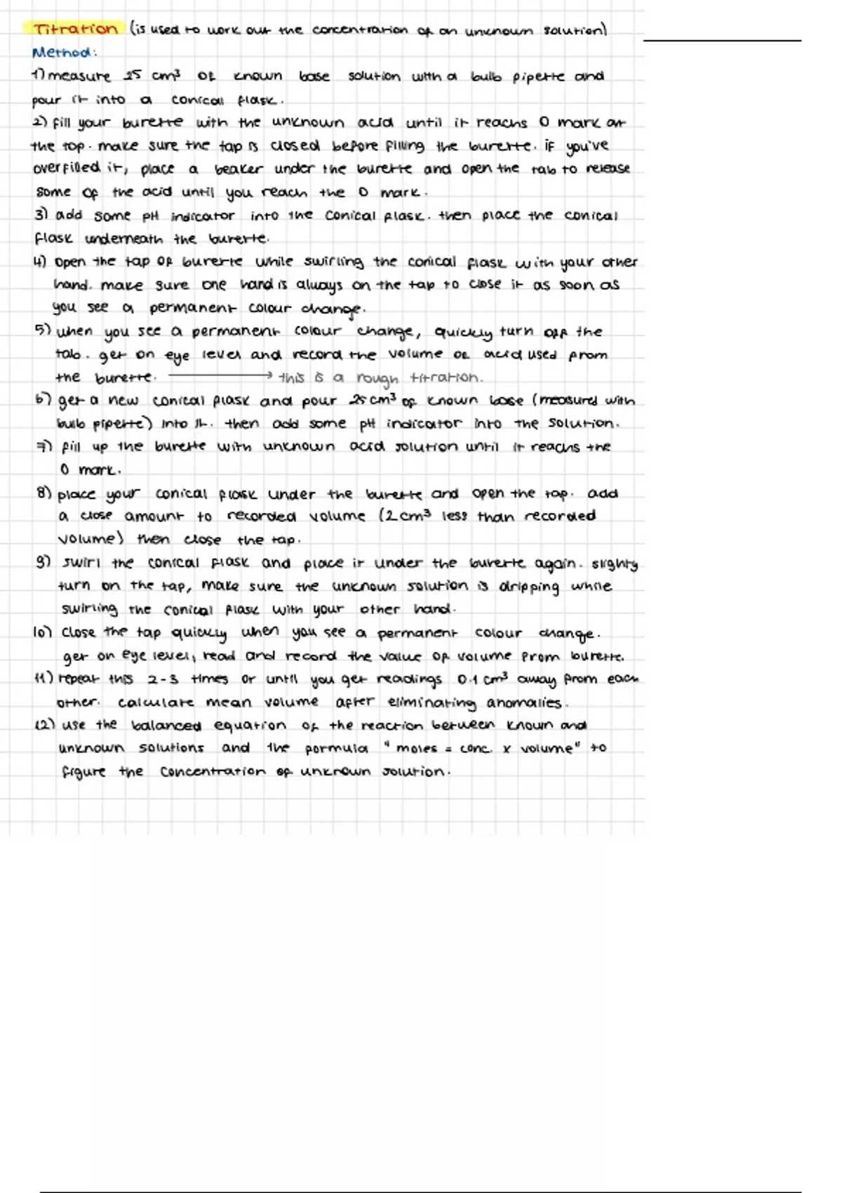 Summary GCSE AQA Chemistry Paper 1 Required Practical: Titration ...