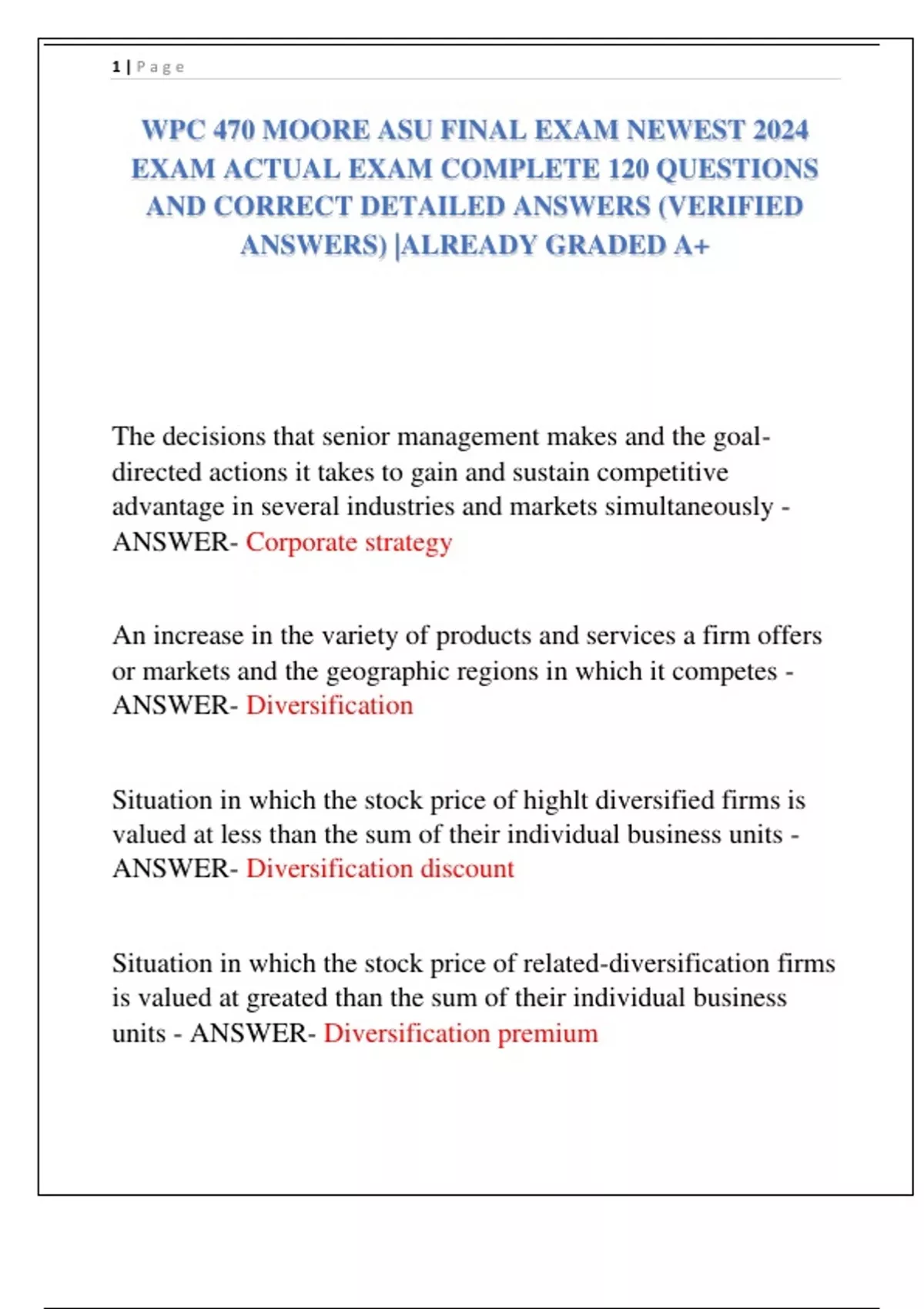 Wpc 470 Final Exam Newest Bundle 2024 Exam Actual Exam Complete Questions And Correct Detailed