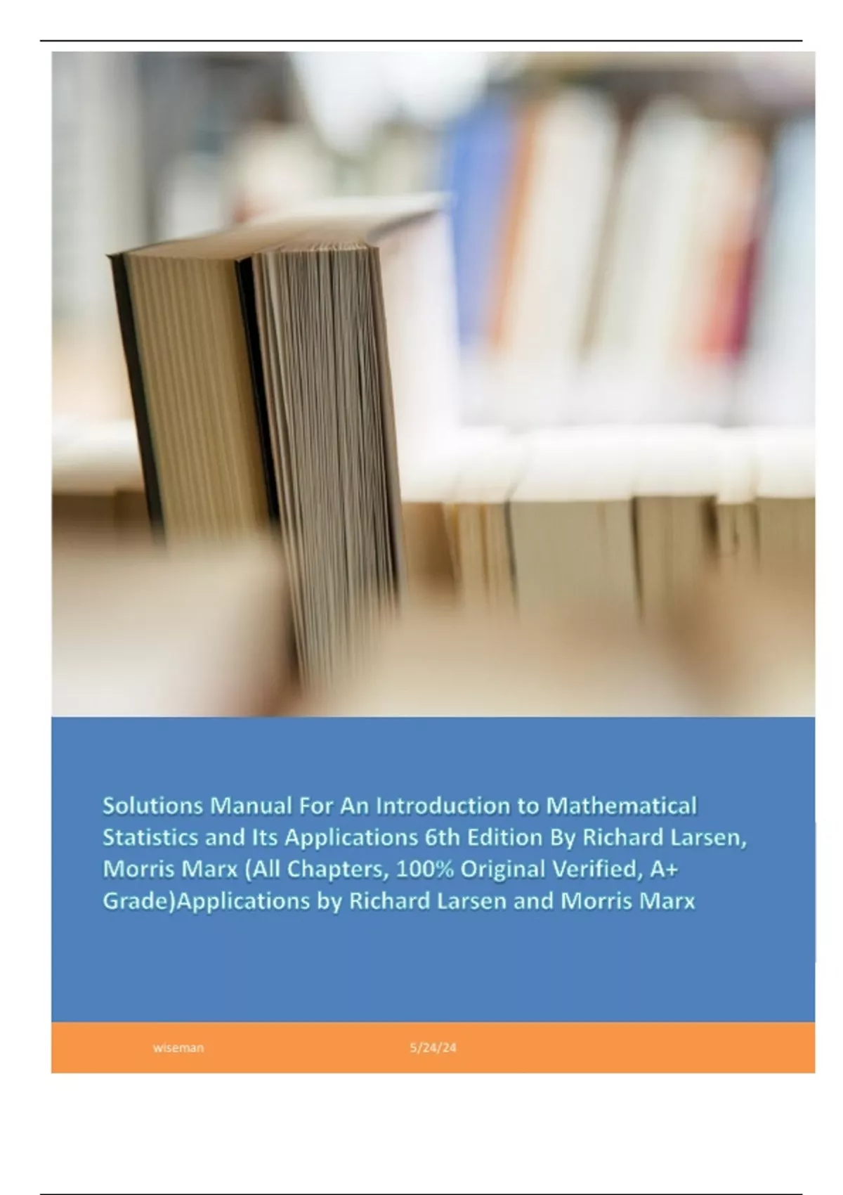 Solutions Manual For An Introduction to Mathematical Statistics and Its Applications 6th Edition ...