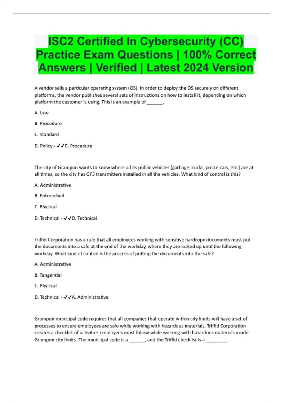 ISC2 Certified In Cybersecurity (CC) Practice Exam Questions | 100% ...
