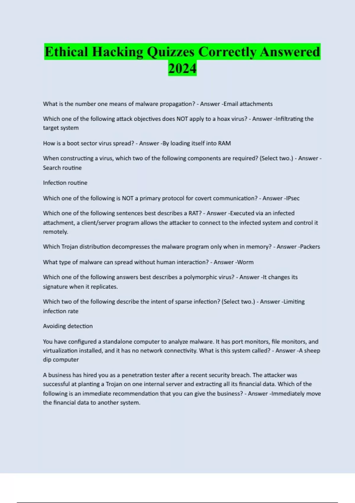 Ethical Hacking Quizzes Correctly Answered 2024 - Ethical Hacking ...