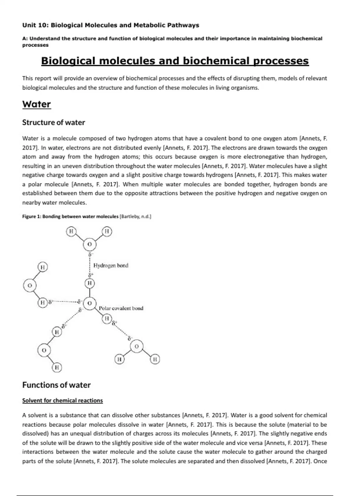 Btec Applied Science Unit 10a Biological Molecules And Biochemical Processes Distinction