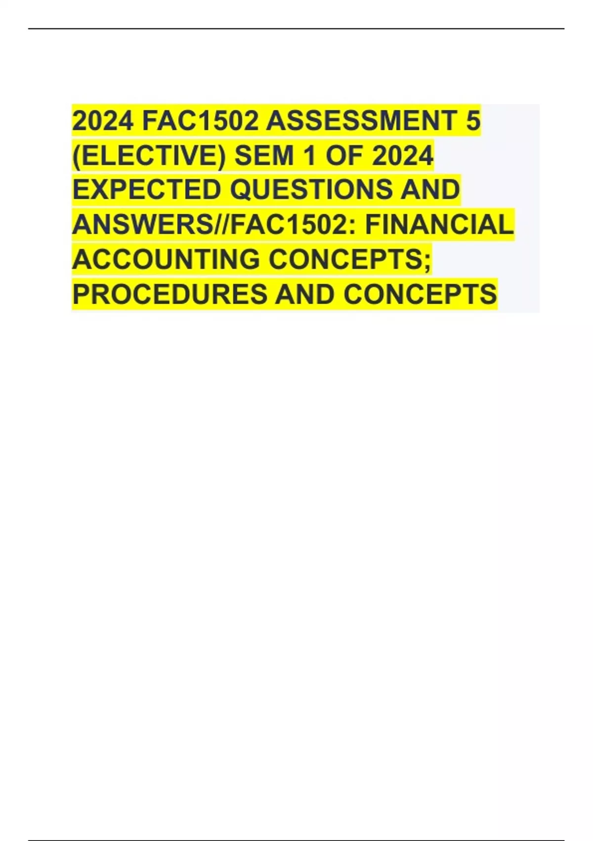 2024 FAC1502 ASSESSMENT 5 (ELECTIVE) SEM 1 OF 2024 EXPECTED QUESTIONS ...