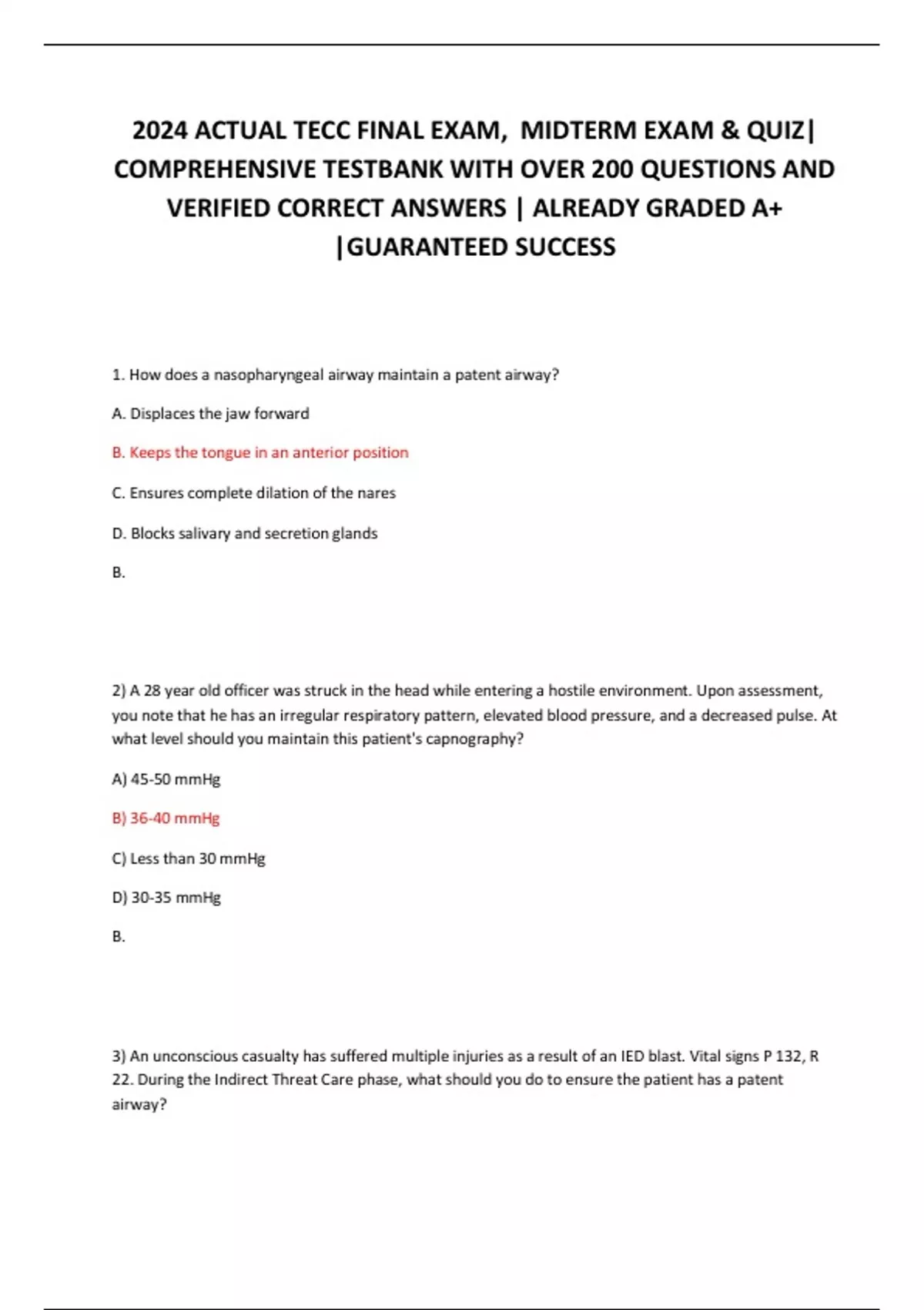 2024 ACTUAL TECC FINAL EXAM, MIDTERM EXAM & QUIZ| COMPREHENSIVE ...