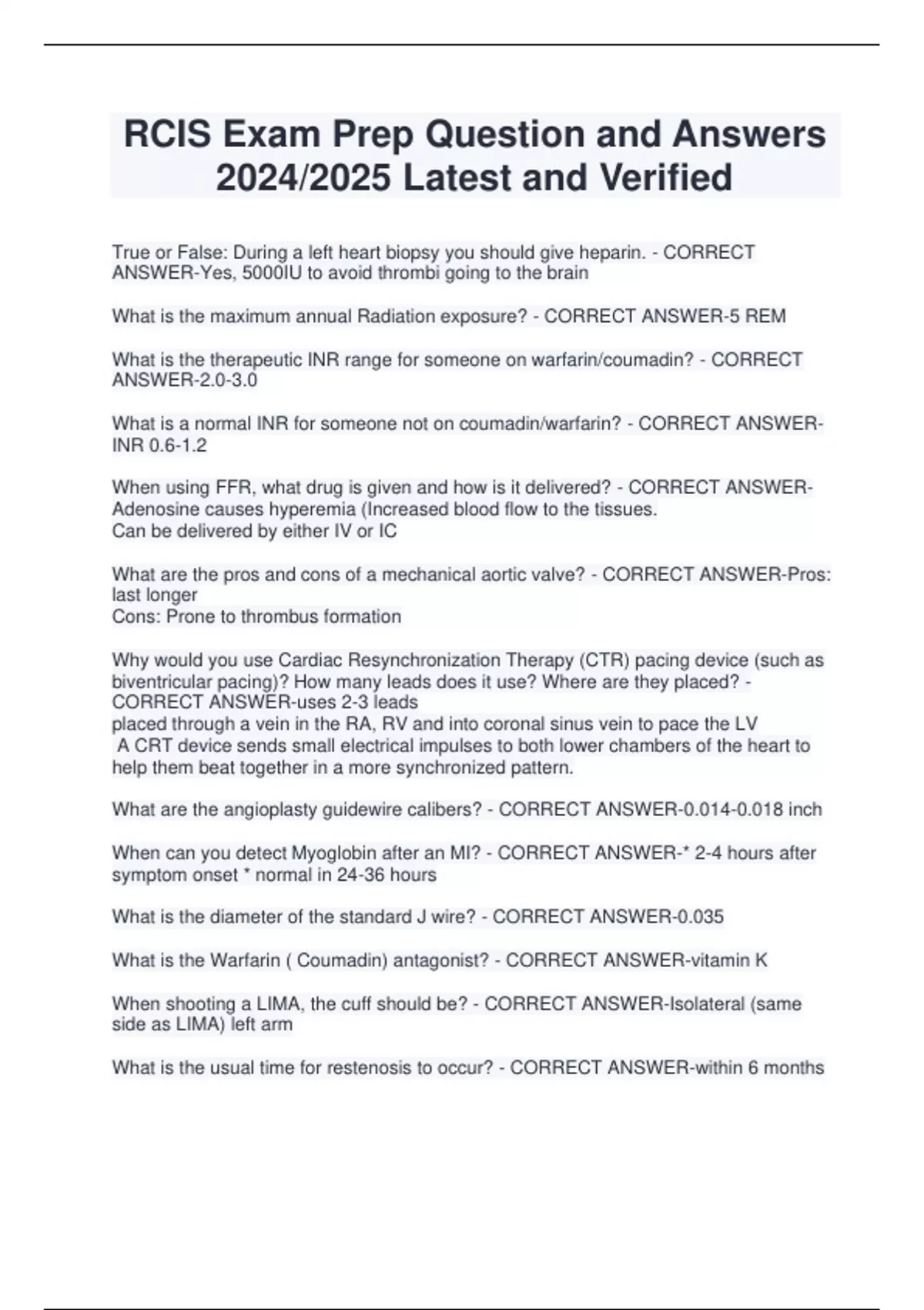 RCIS Exam Prep Question and Answers 2024/2025 Latest and Verified ...