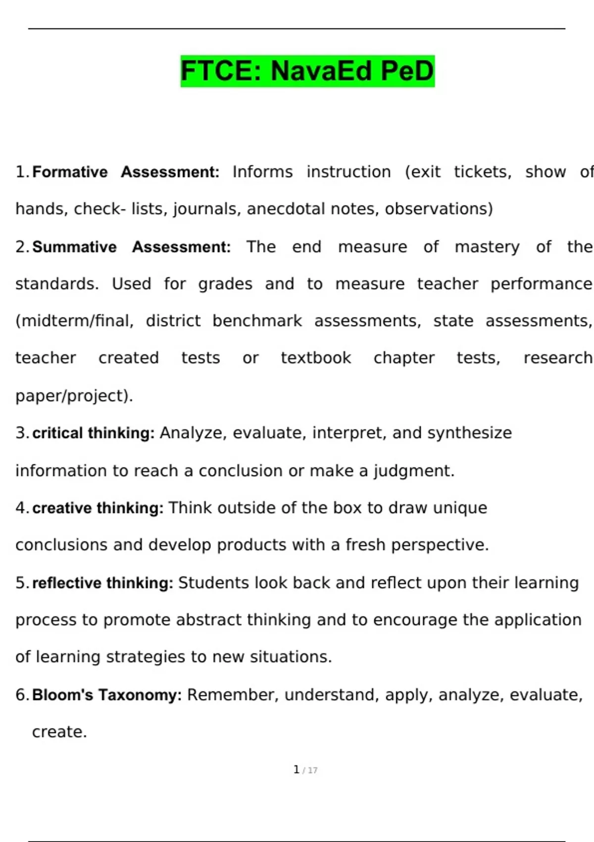 FTCE Exceptional Student Education K-12 ( Competency 1 - 5 ...