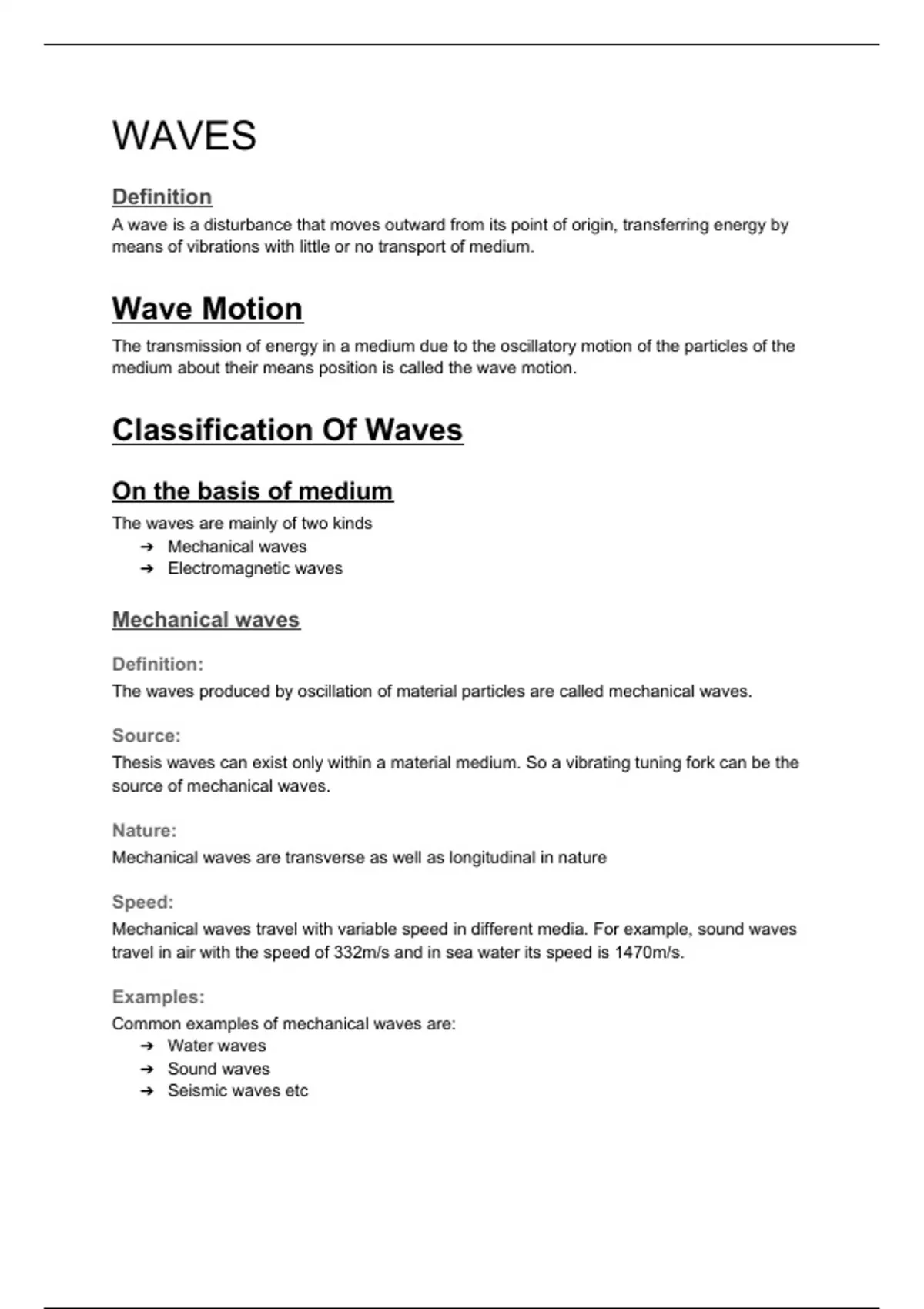 Waves And Classification Of Waves Physics Stuvia Us